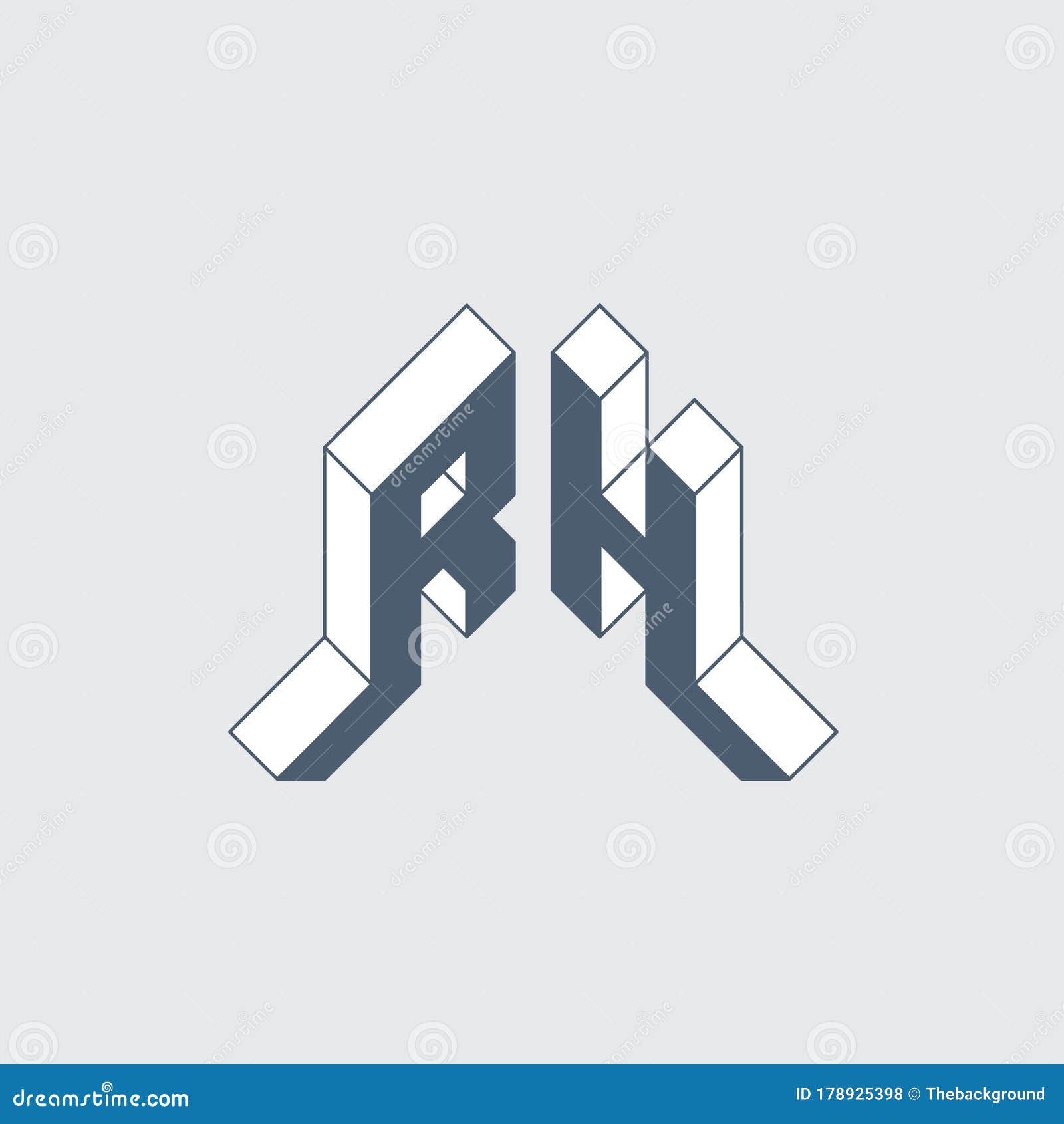 R and H - Monogram or Logotype. Isometric 3d Font for Design. Three ...