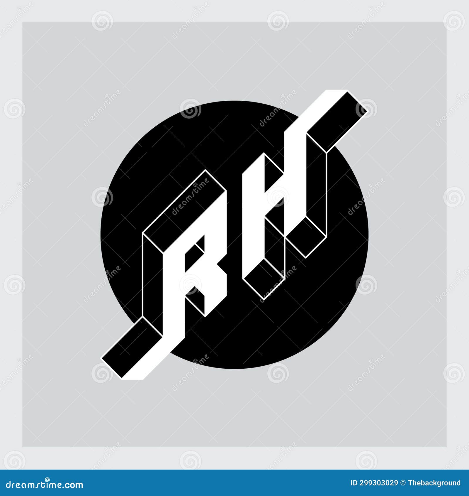 R and H - Monogram or Logotype. Isometric 3d Font for Design. Vector ...