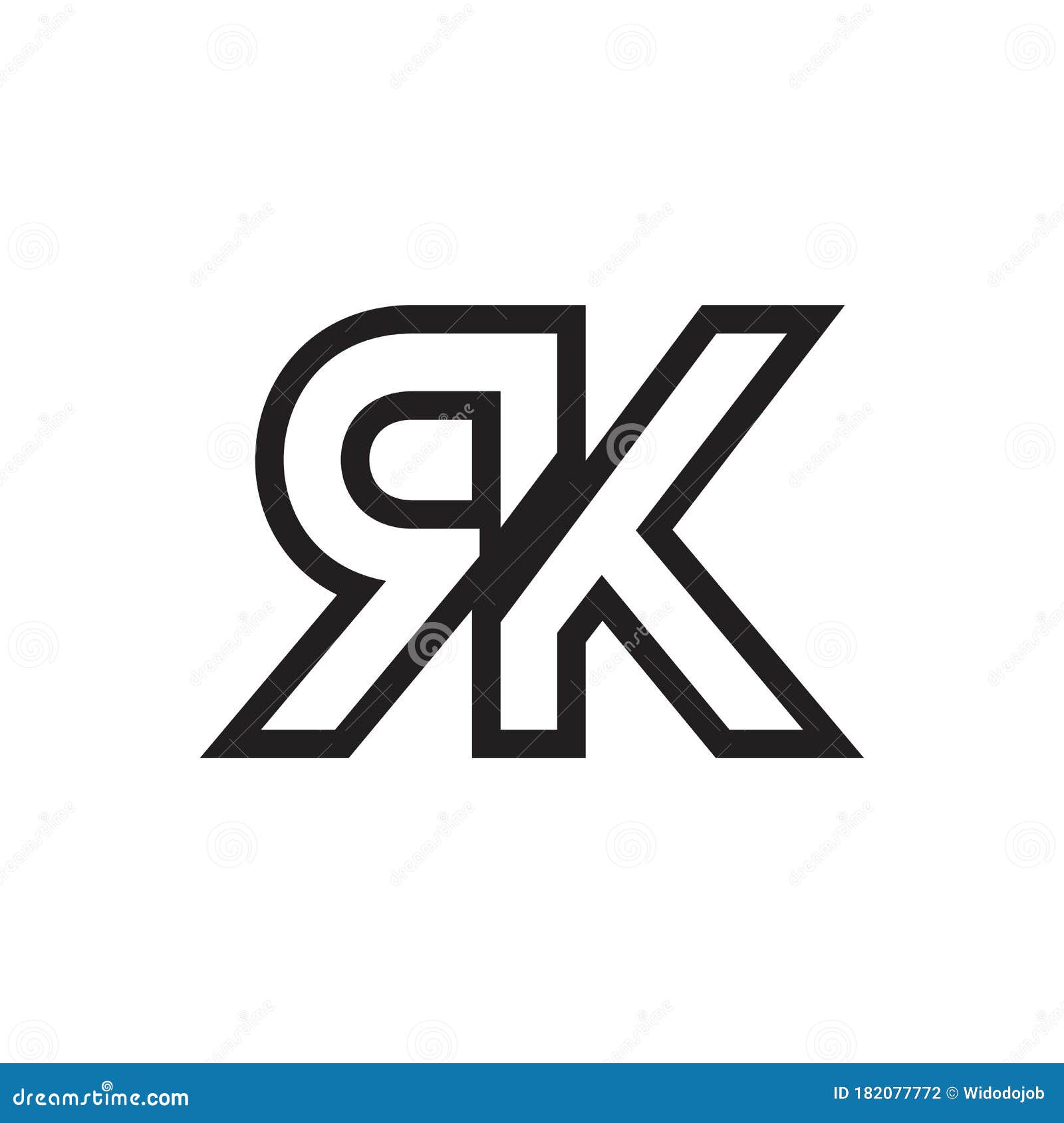 R K Initial Letter Lines Logo Design Vector Stock Vector Illustration