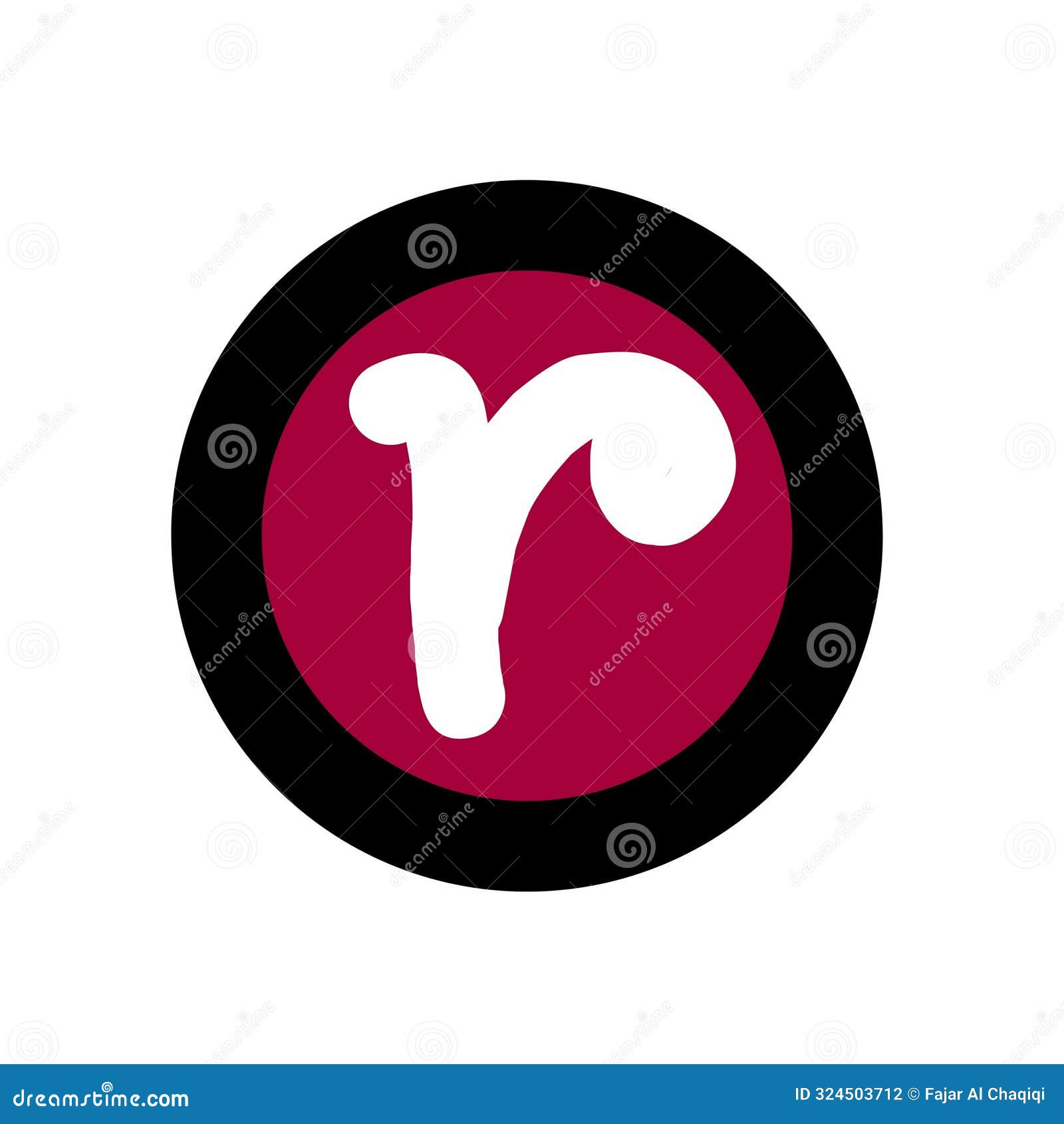 R Letter with Circle Round Black and Red Stock Illustration ...