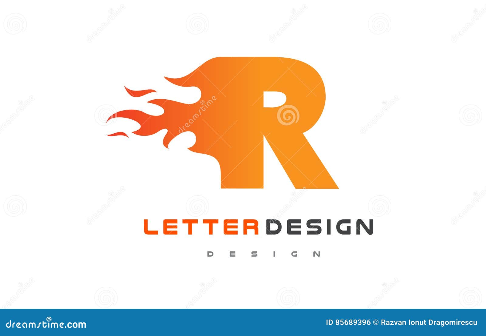 R Letter Flame Logo Design. Fire Logo Lettering Concept. Stock Vector ...