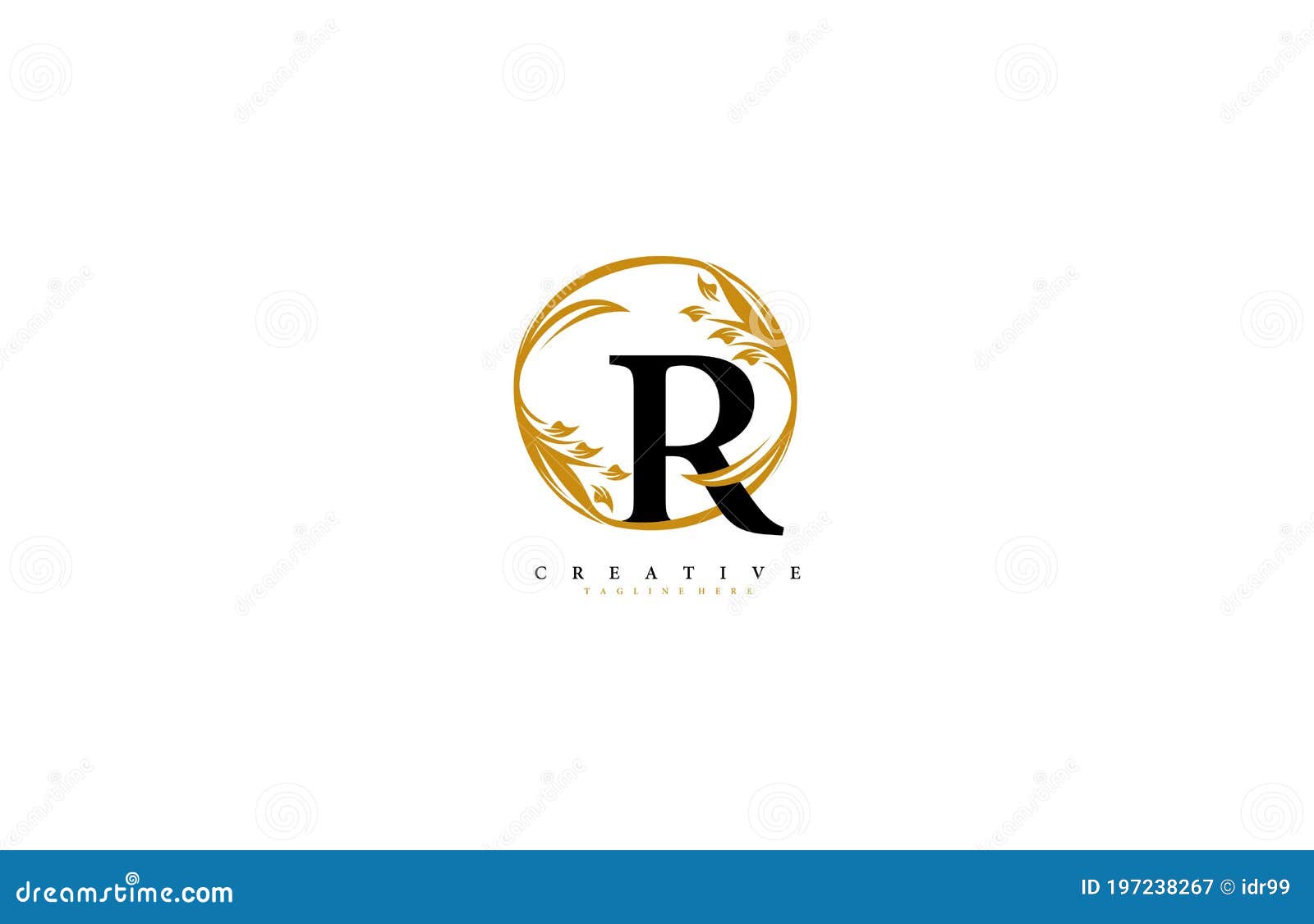 R Letter Linked Rounded Circle Elegance Monogram Flourishes Logotype ...