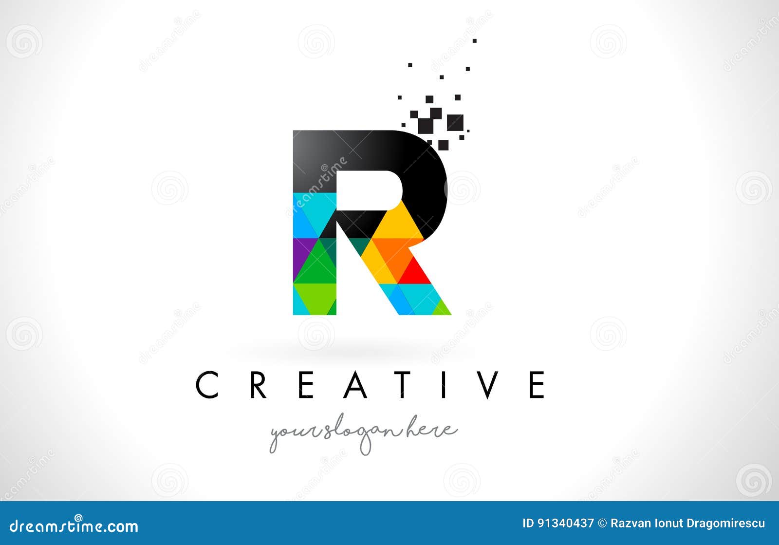 R Letter Logo with Colorful Triangles Texture Design Vector. Stock ...
