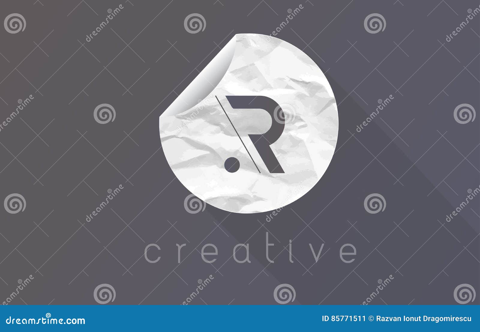 R Letter Logo with Crumpled and Torn Wrapping Paper Texture. Stock ...