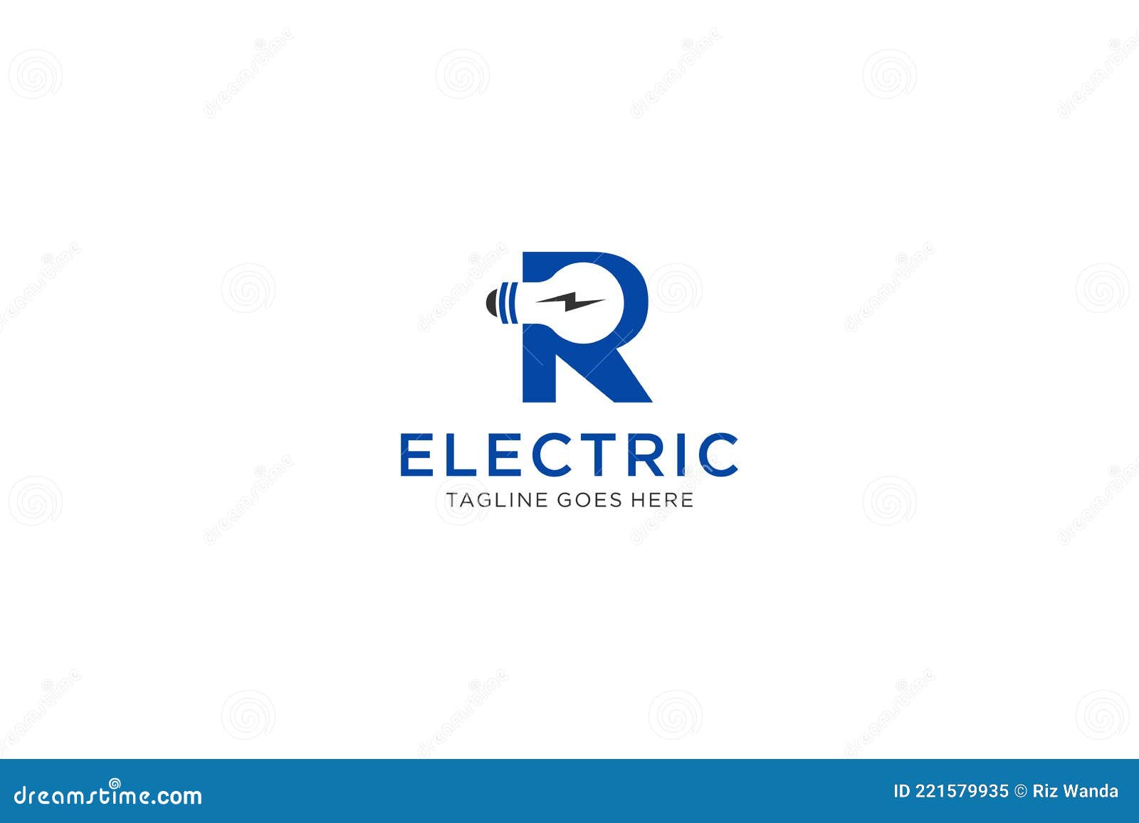R Letter Logo Design with Light Bulb and Lightning Bolt. Electric Bolt ...