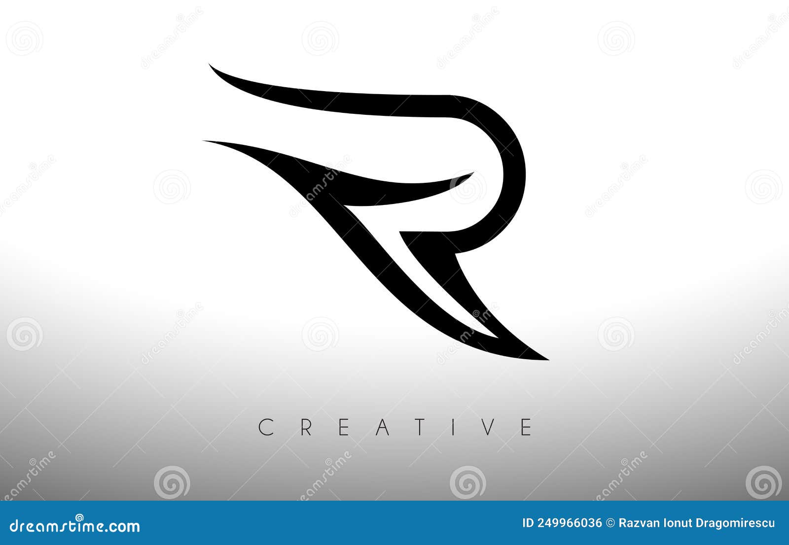 R Letter Logo with Swoosh Creative Lines and Monogram Look Vector Stock ...