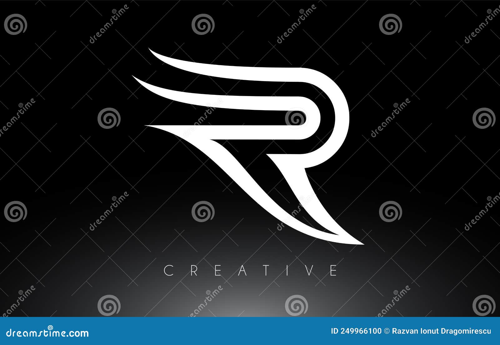 R Letter Logo with Swoosh Creative Lines and Monogram Look Vector Stock ...