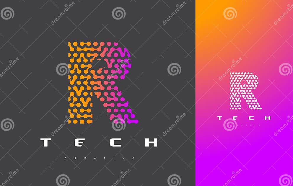 R Letter Logo Technology. Connected Dots Letter Design Vector. Stock ...