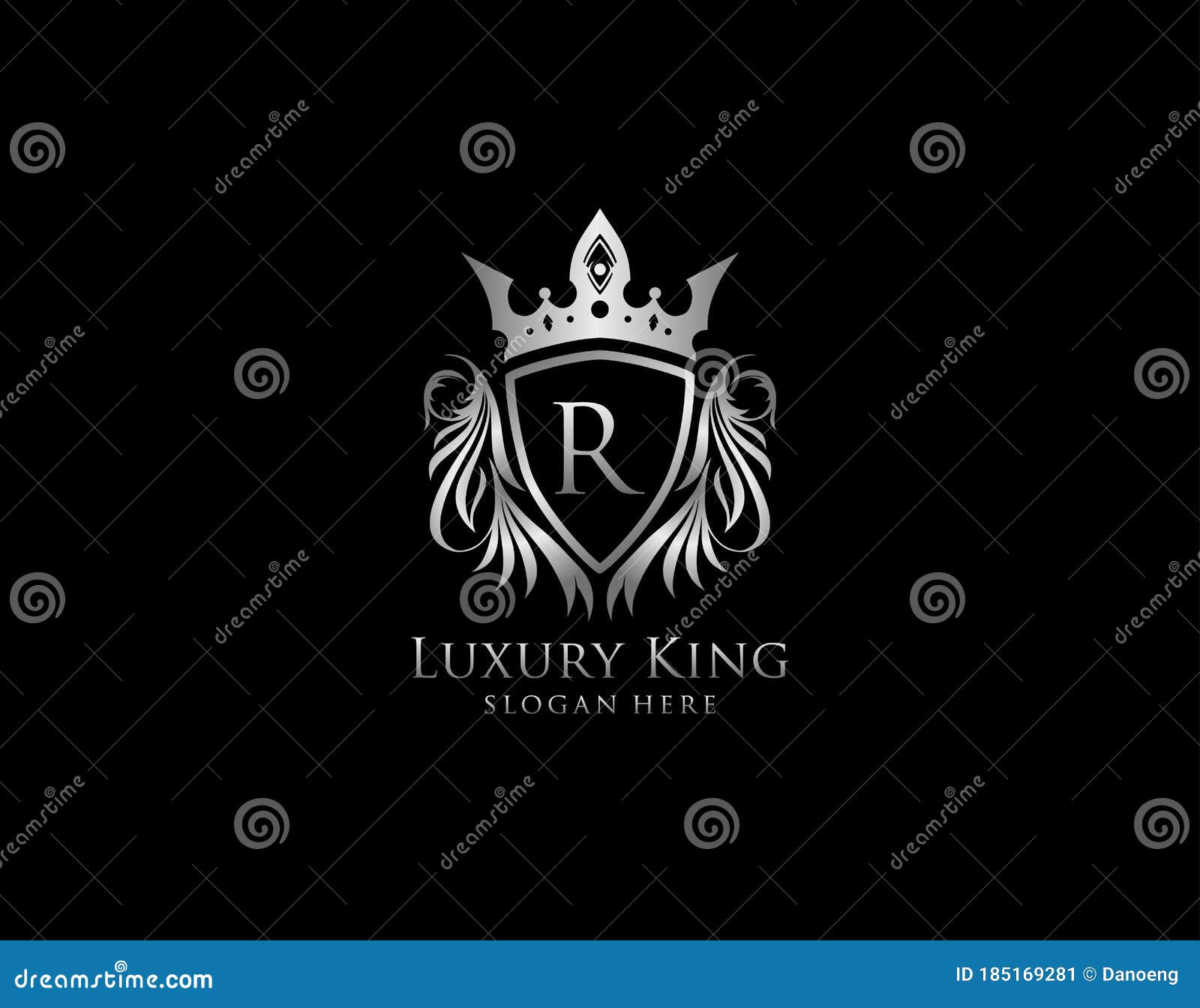 R Letter Luxury Royal King Crest, Silver Shield Logo Template Stock ...