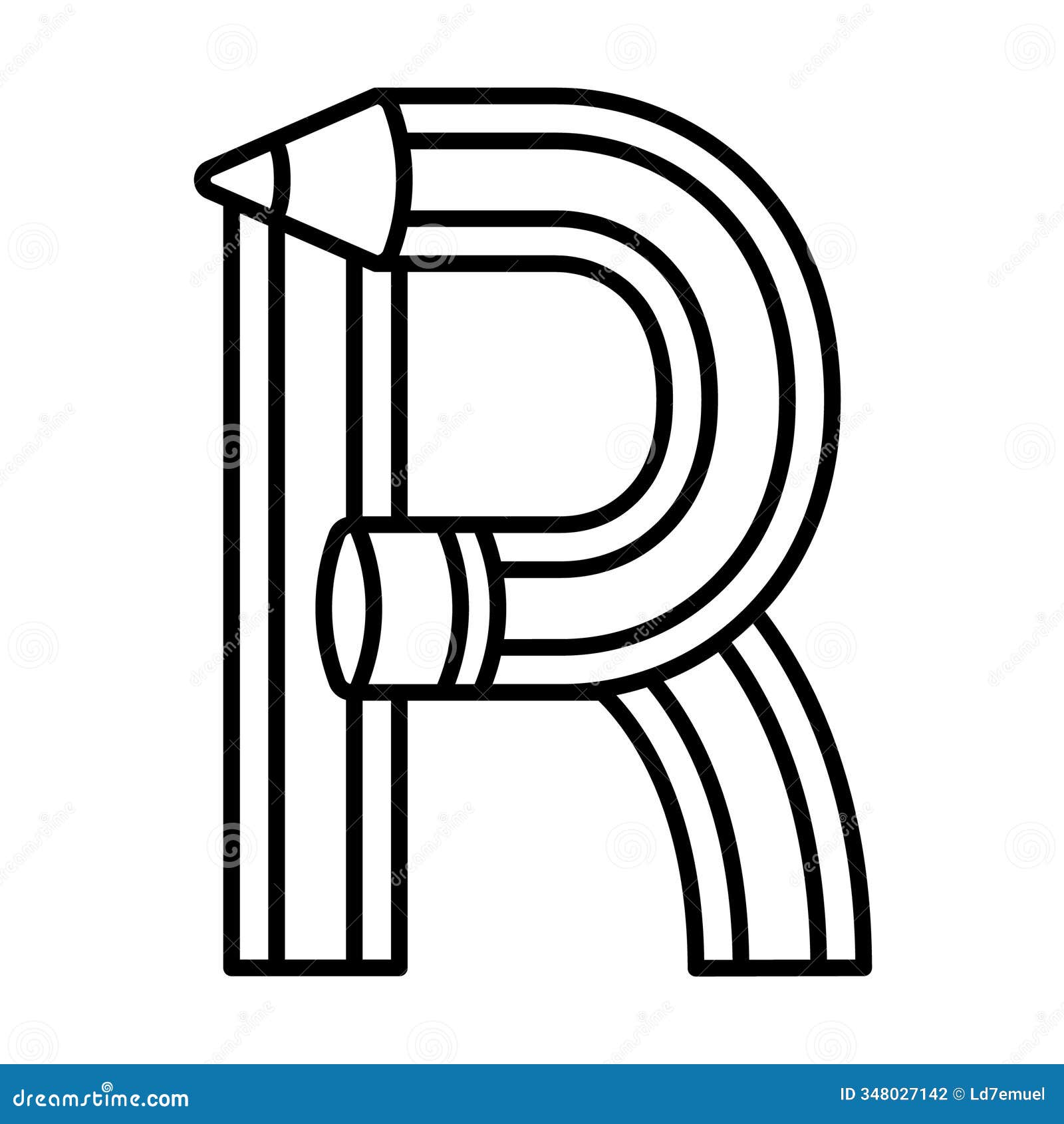 R Letter Pencil Letter Font. Stock Illustration - Illustration of study ...