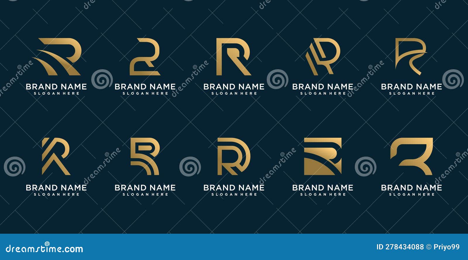 R Logo Collection with Golden Creative Concept Premium Vector Stock ...