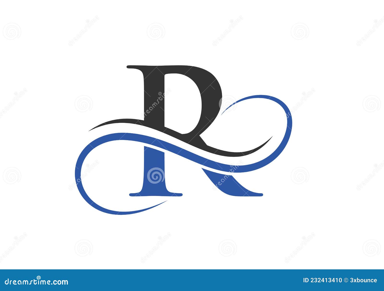 R Logo with Creative Curved Vector Illustration. Initial Letter R ...
