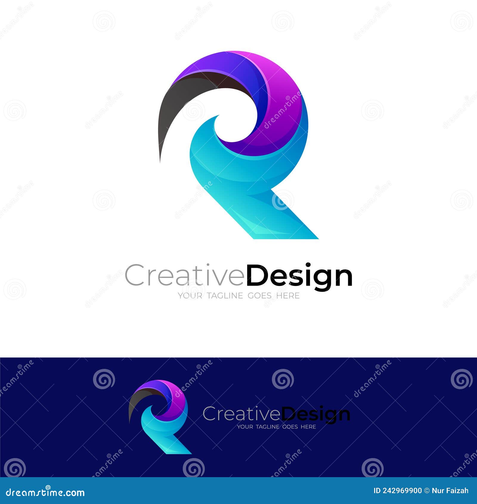 R Logo with Wave Design Template, Blue Color Stock Vector ...