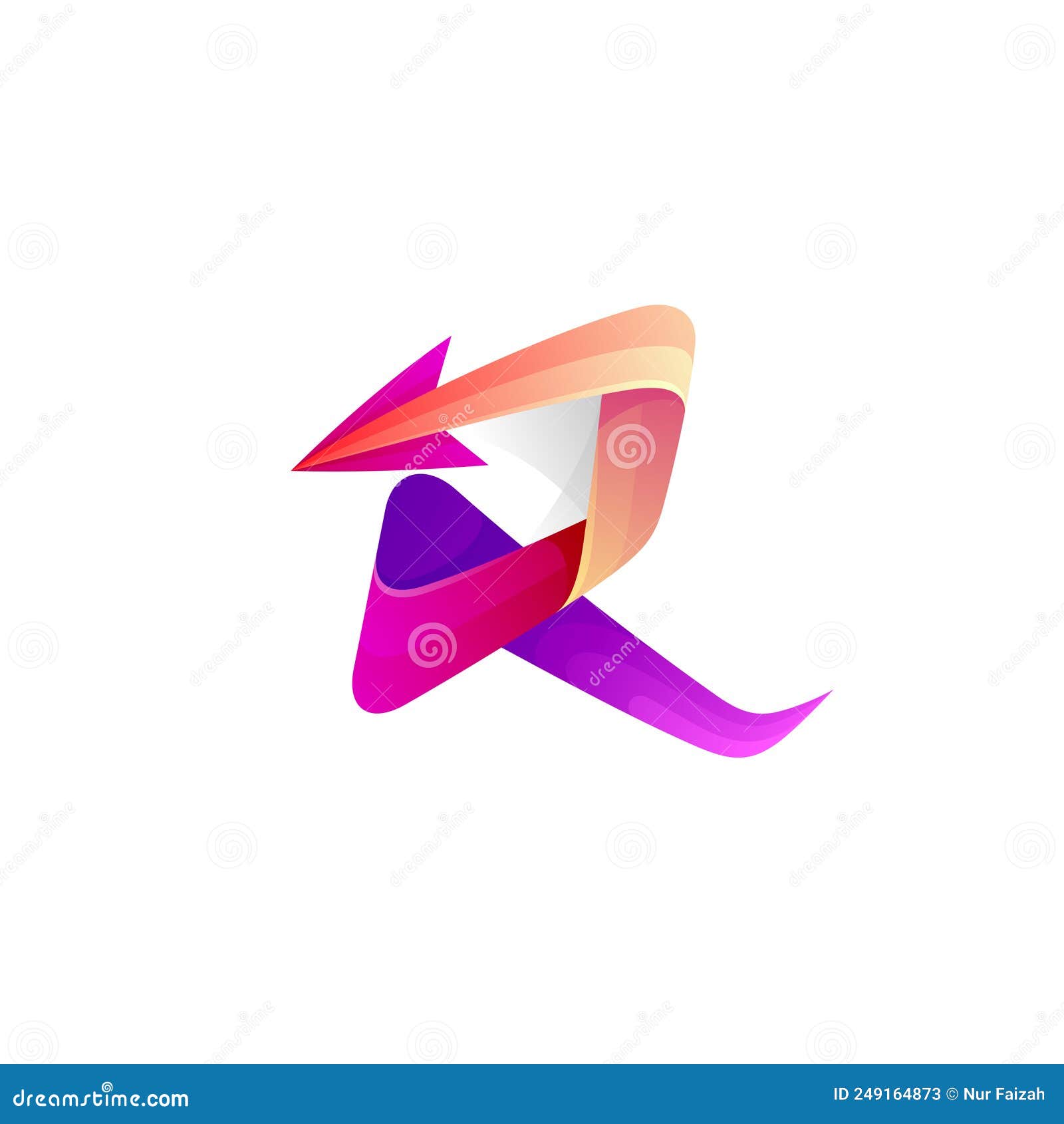 R Logotipo E Design De Seta Colorido Estilo 3d Ilustração do Vetor ...