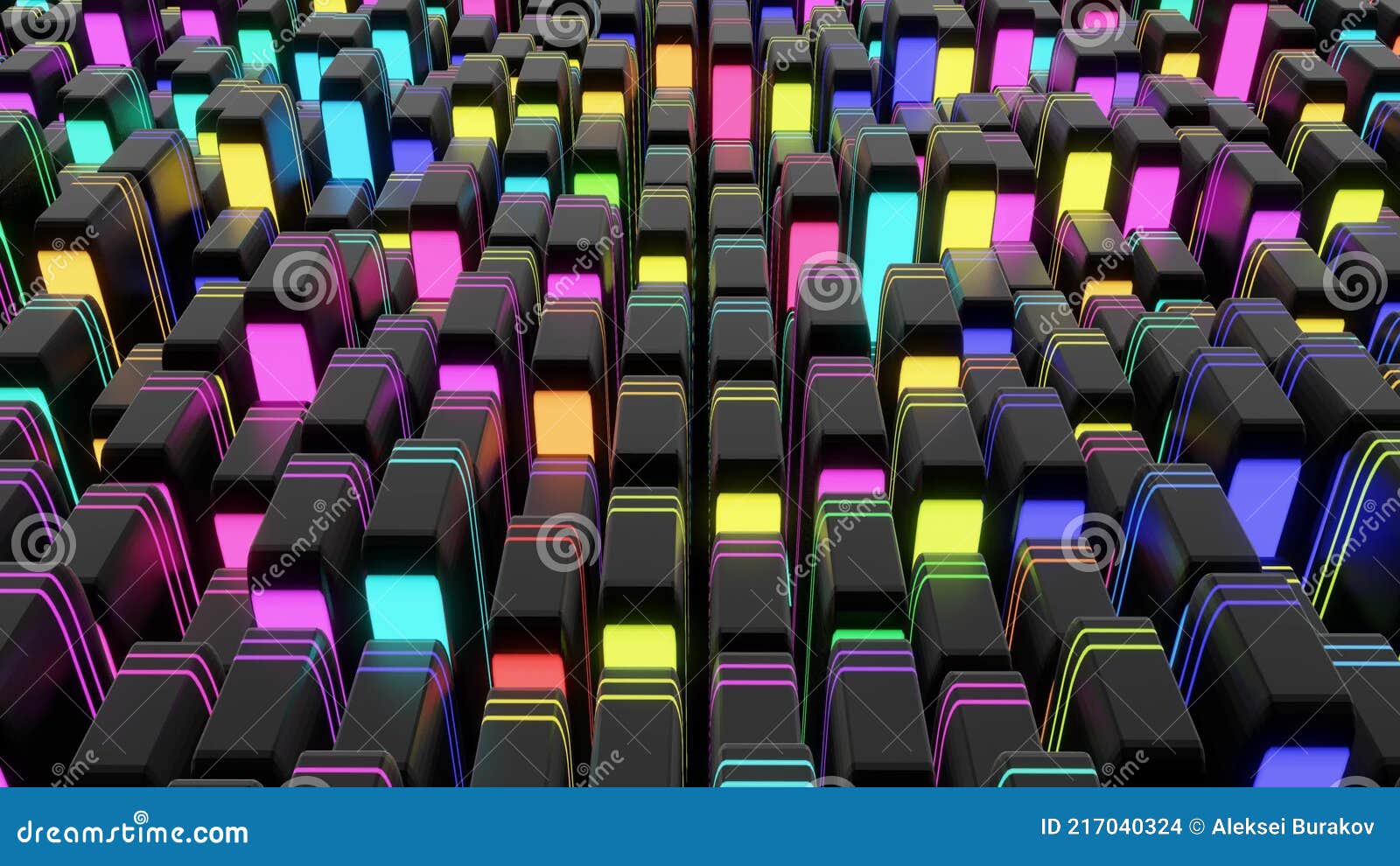 4r Loop Dark Background with Abstract Blocks on Plane Like Devices with ...