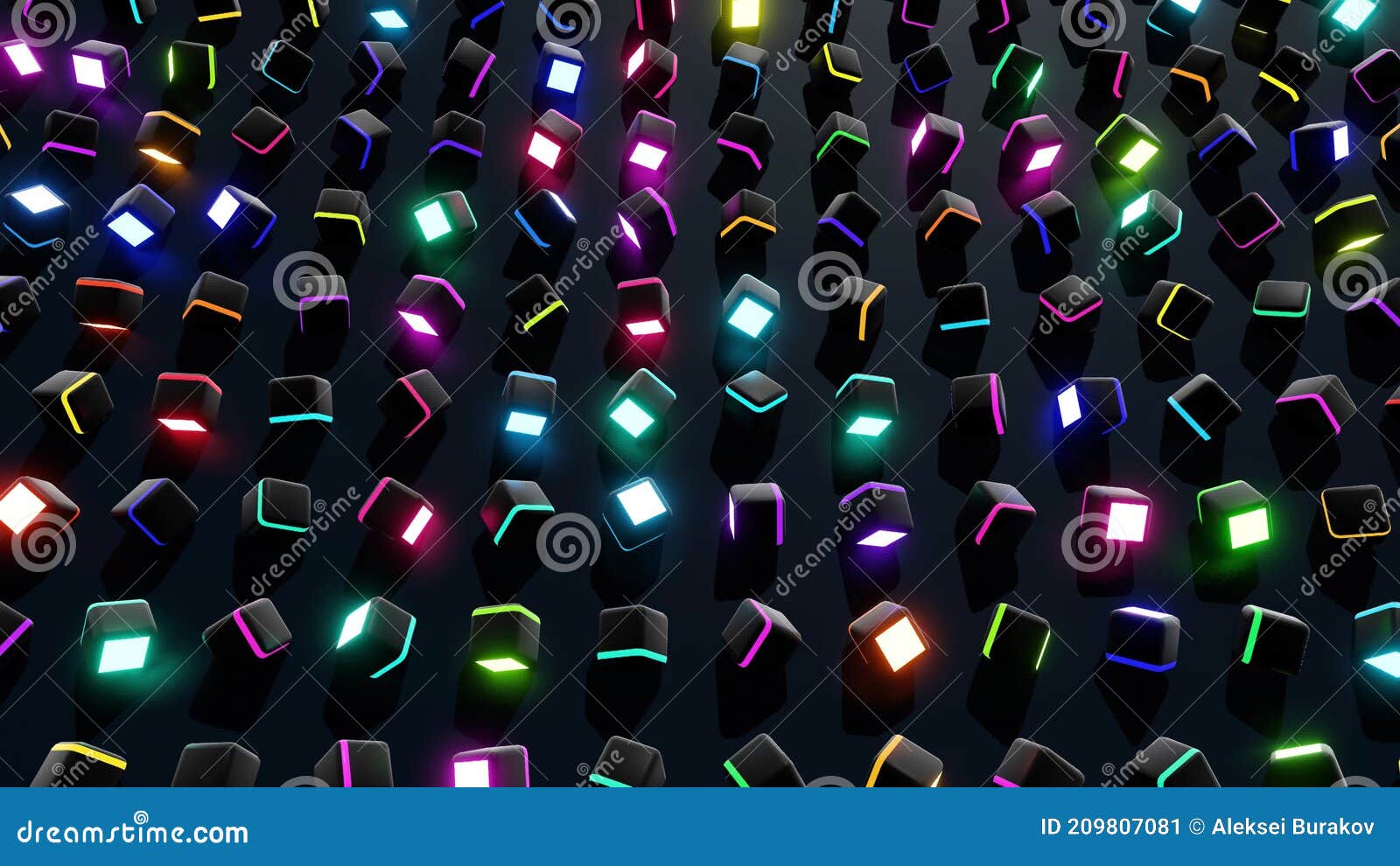 4r Loop Dark Background with Abstract Blocks on Plane Like Devices with ...