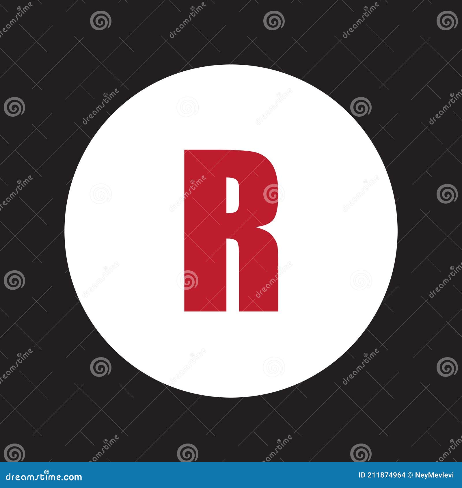 Letter R with Red Impact Font in White Circle Stock Vector ...