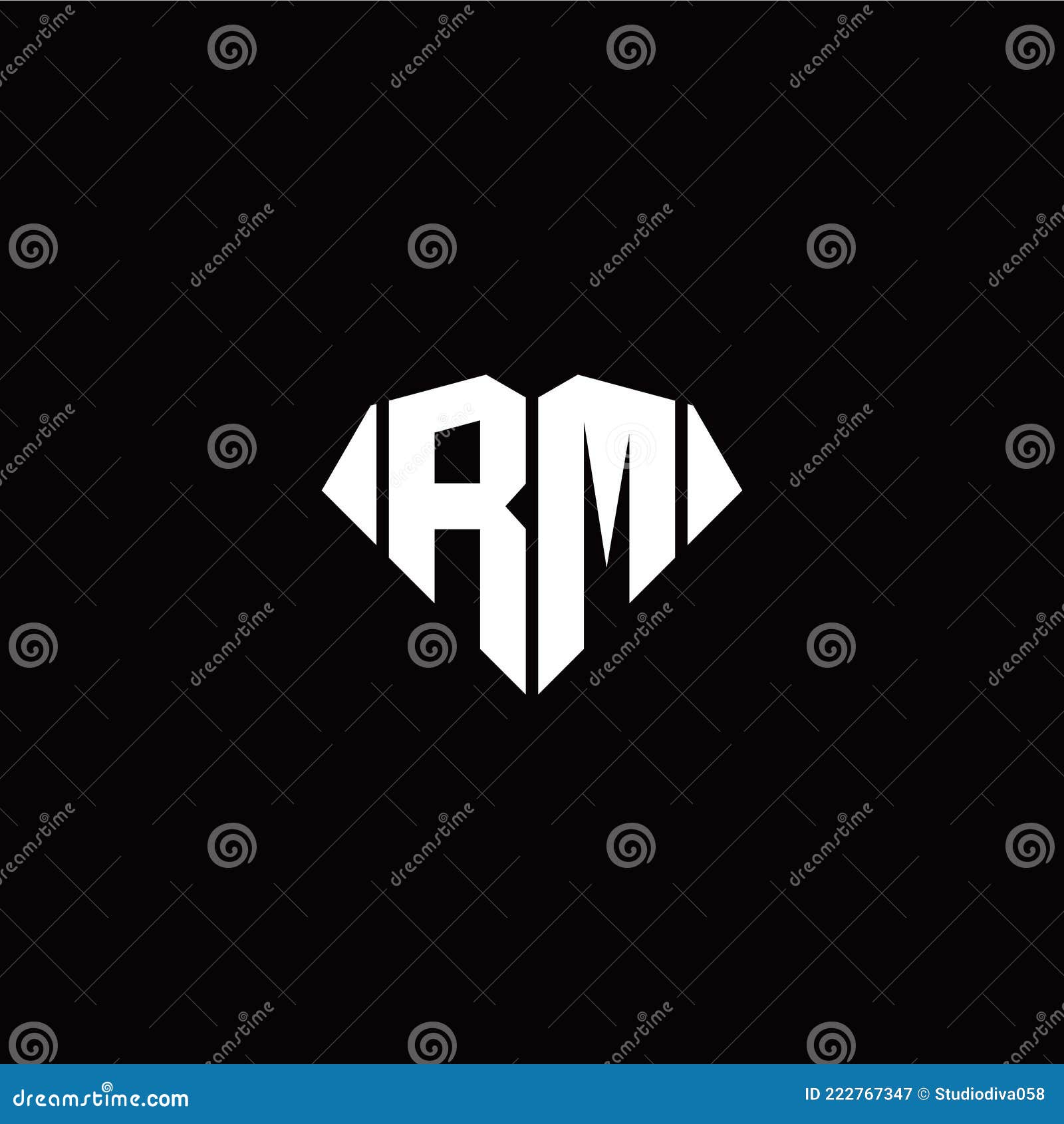 R M Initial Letter with Diamond Shape Origami Style Logo Template ...