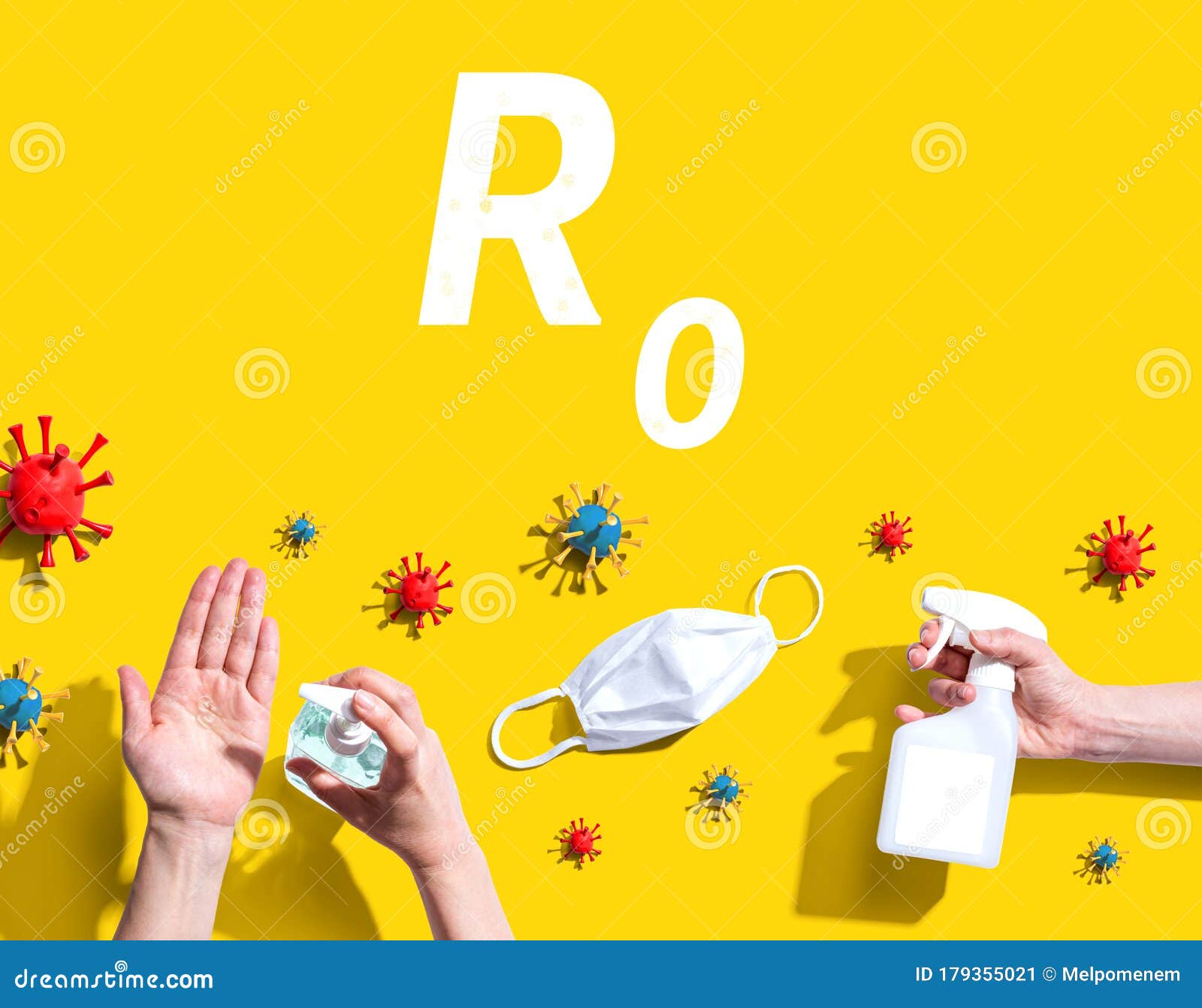 R Nought Theme with Viral and Hygiene Objects Stock Image - Image of ...
