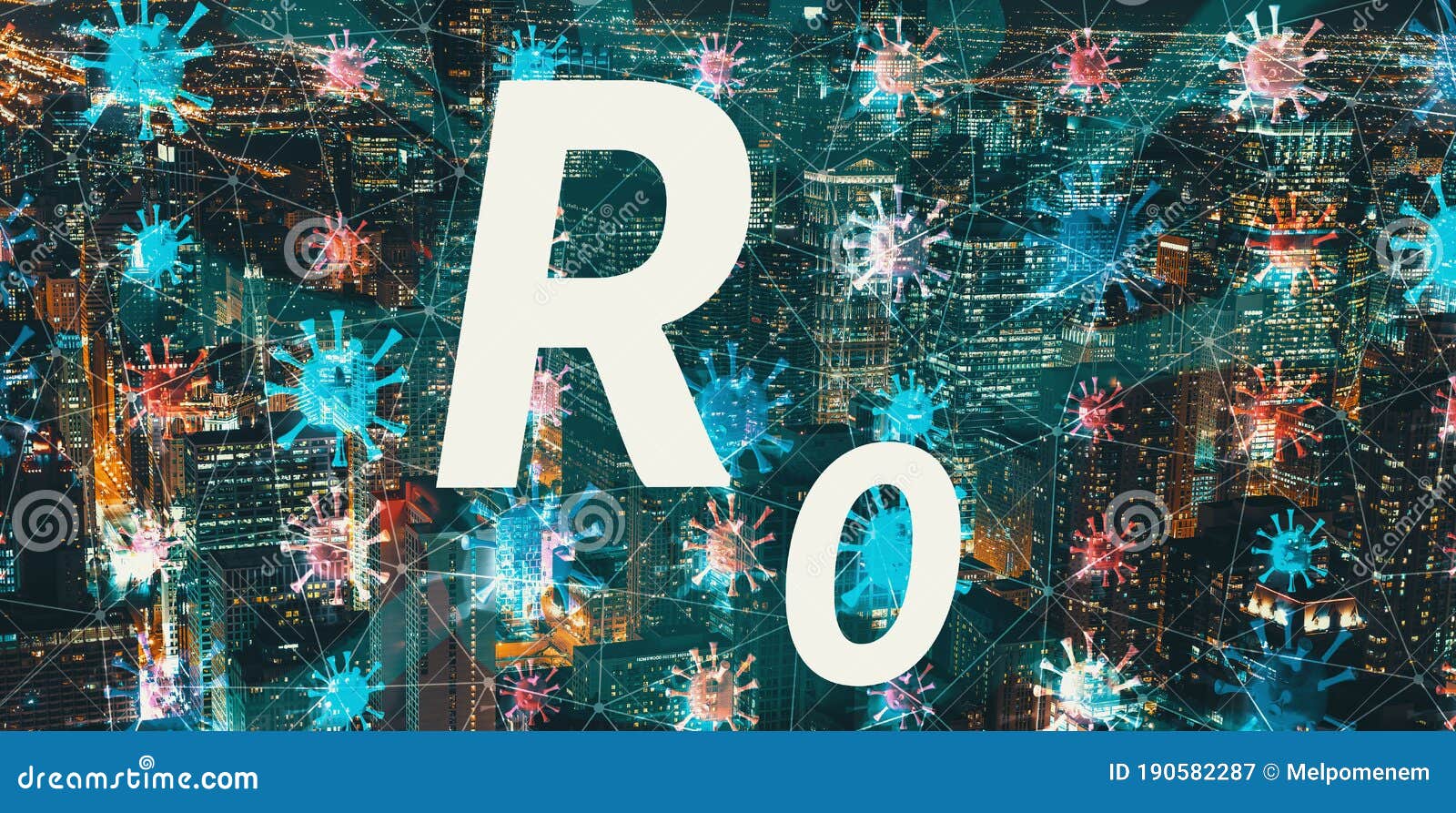 R Nought Theme with Night Cityscape Stock Illustration - Illustration ...