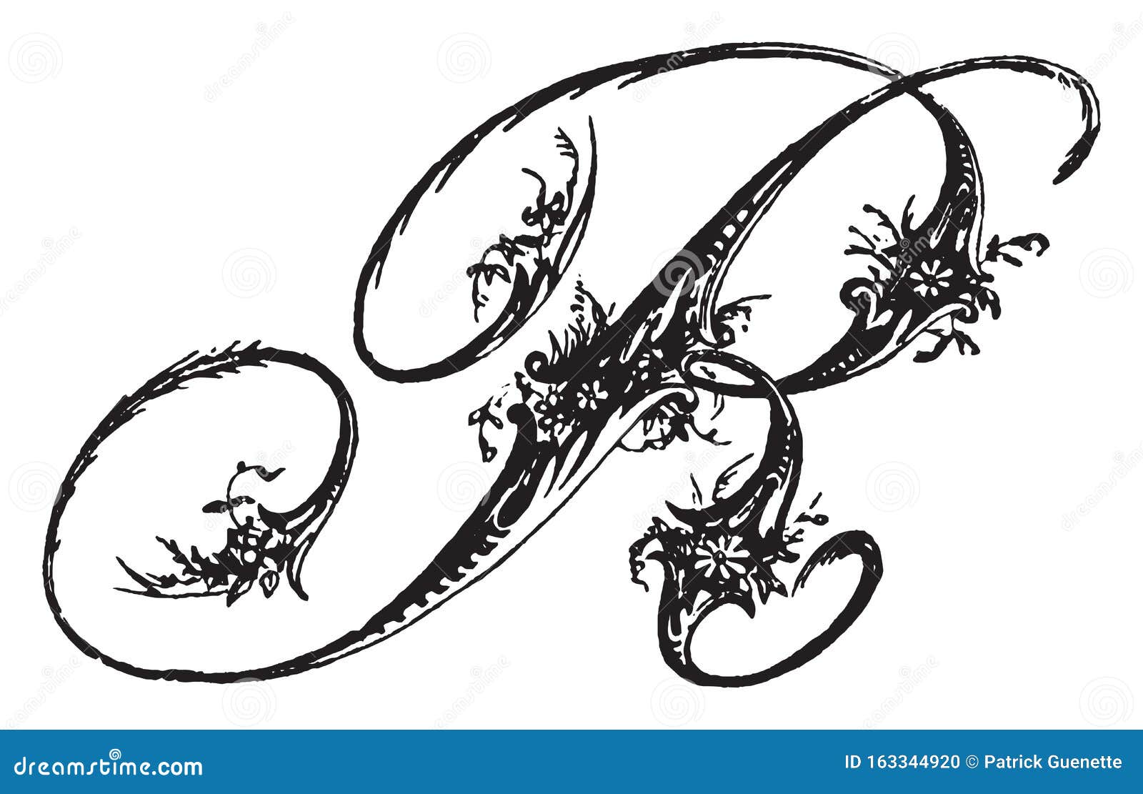 R, Ornamental Script, Vintage Illustration Stock Vector - Illustration ...