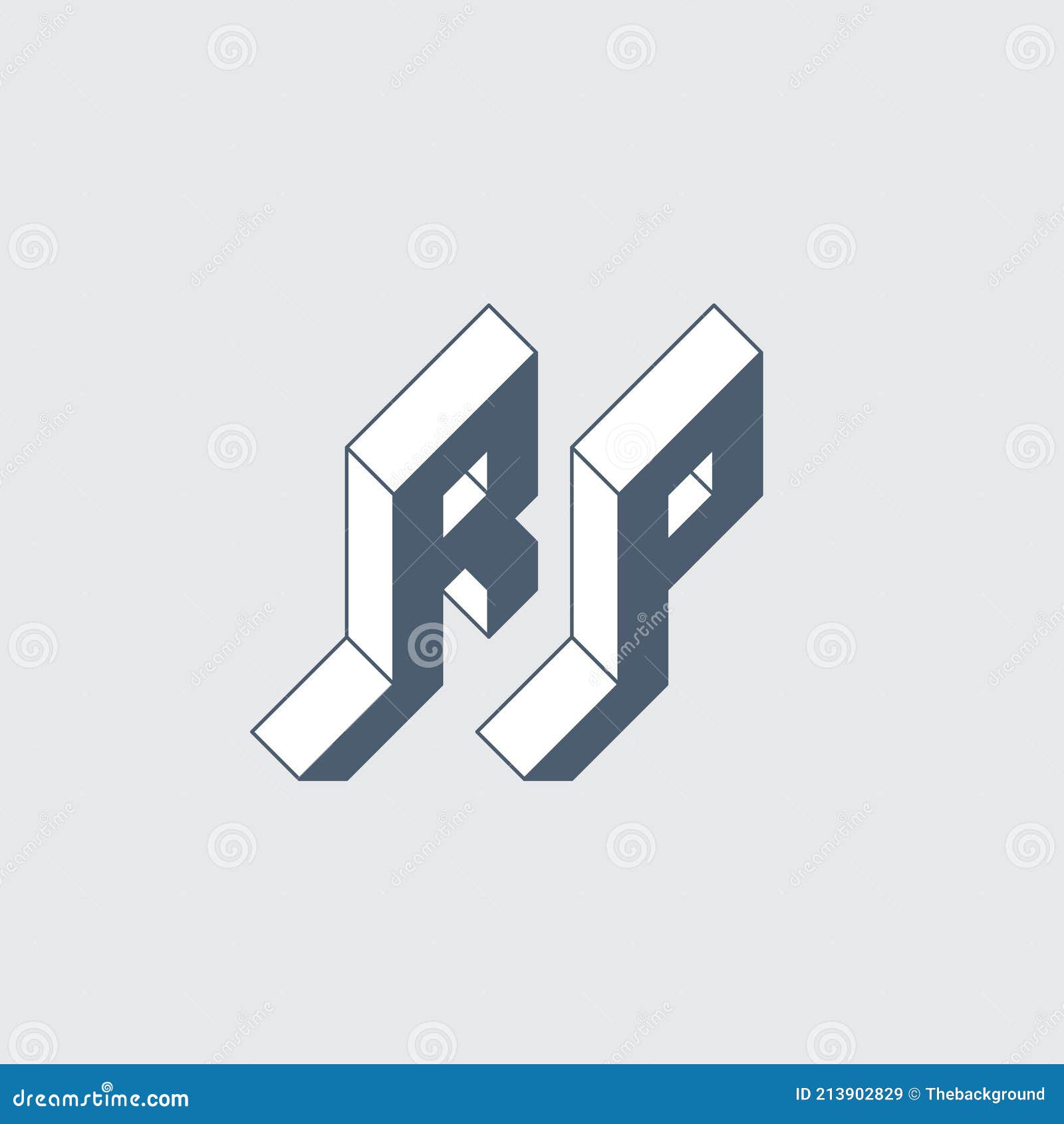 R and P - Monogram or Logotype. Isometric 3d Font for Design. Outline ...