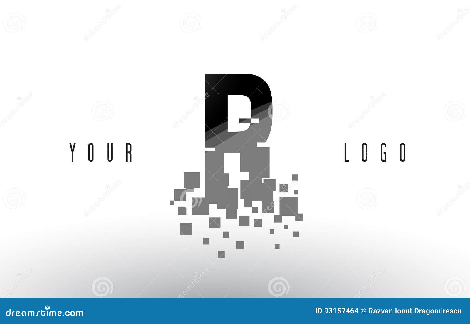 R Pixel Letter Logo with Digital Shattered Black Squares Stock Vector ...