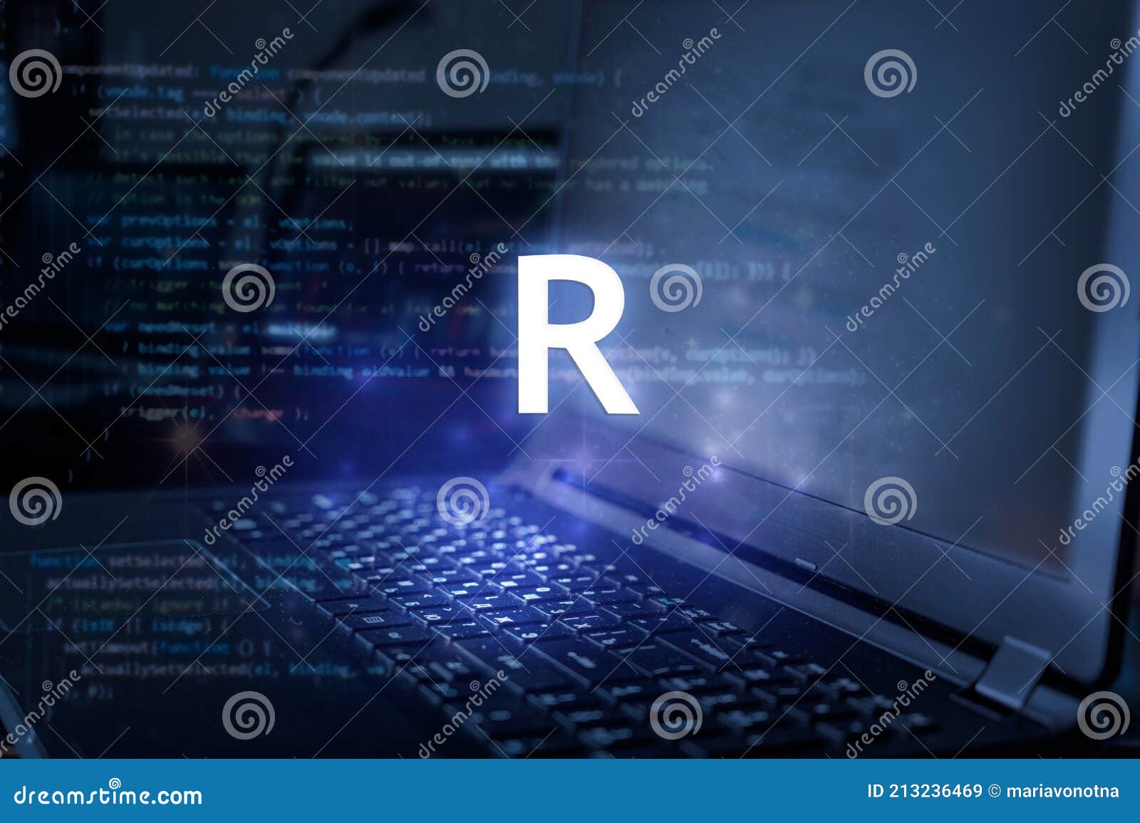 R Programming Language Inscription Against Laptop and Code Background. Learn R, Computer Courses ...