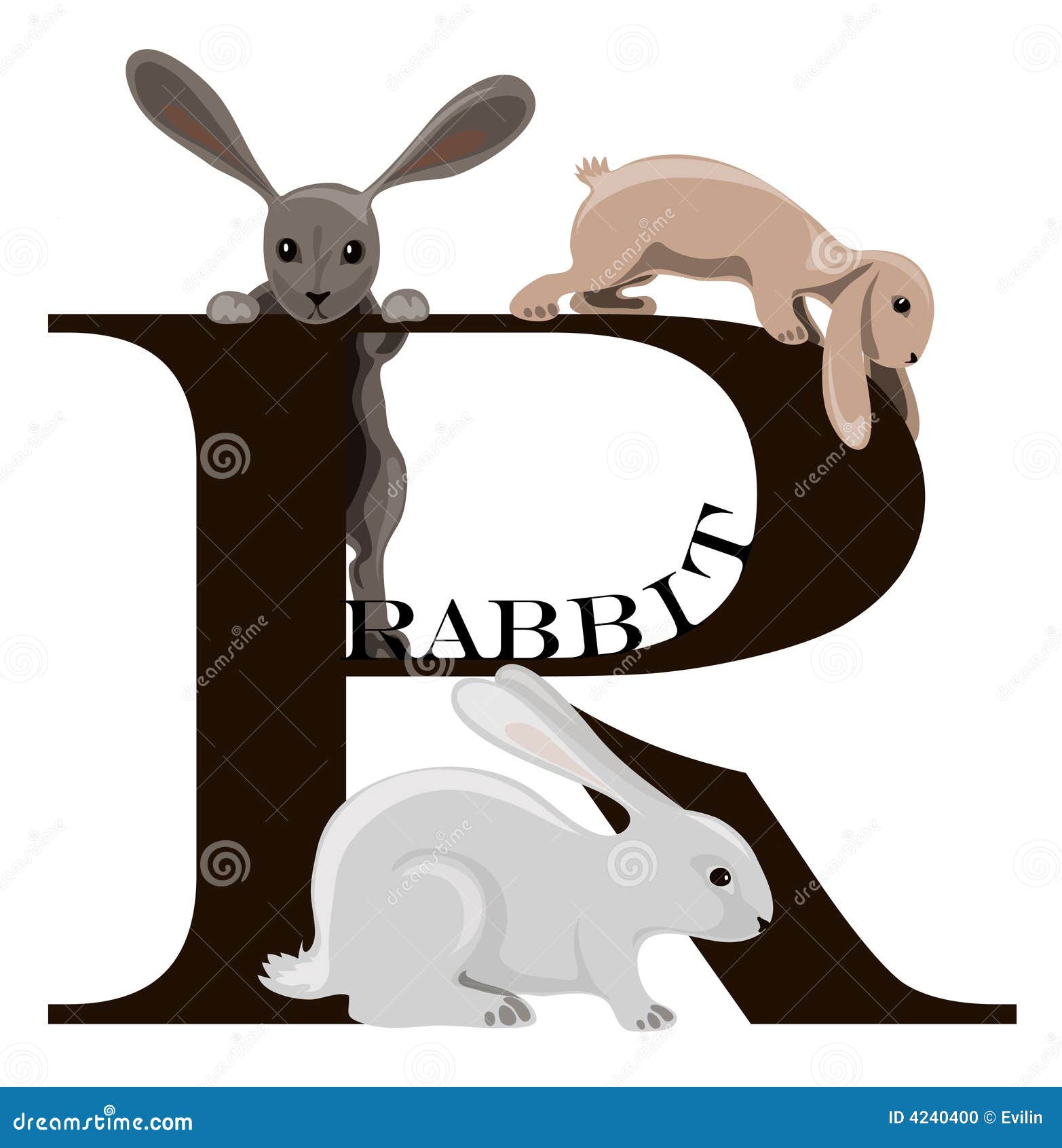 R (rabbit) stock vector. Illustration of book, children - 4240400