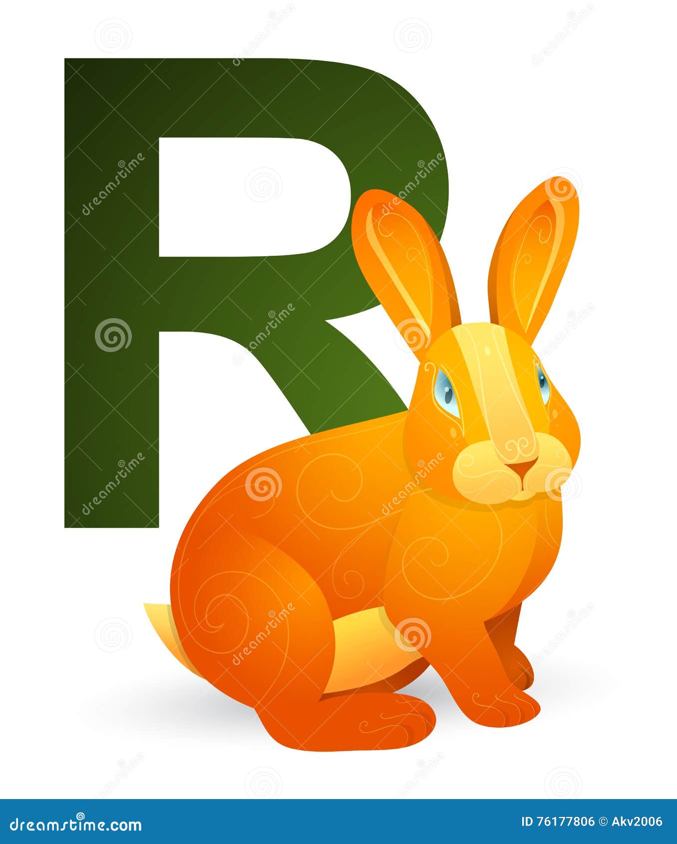 R for Rabbit stock vector. Illustration of preschool - 76177806