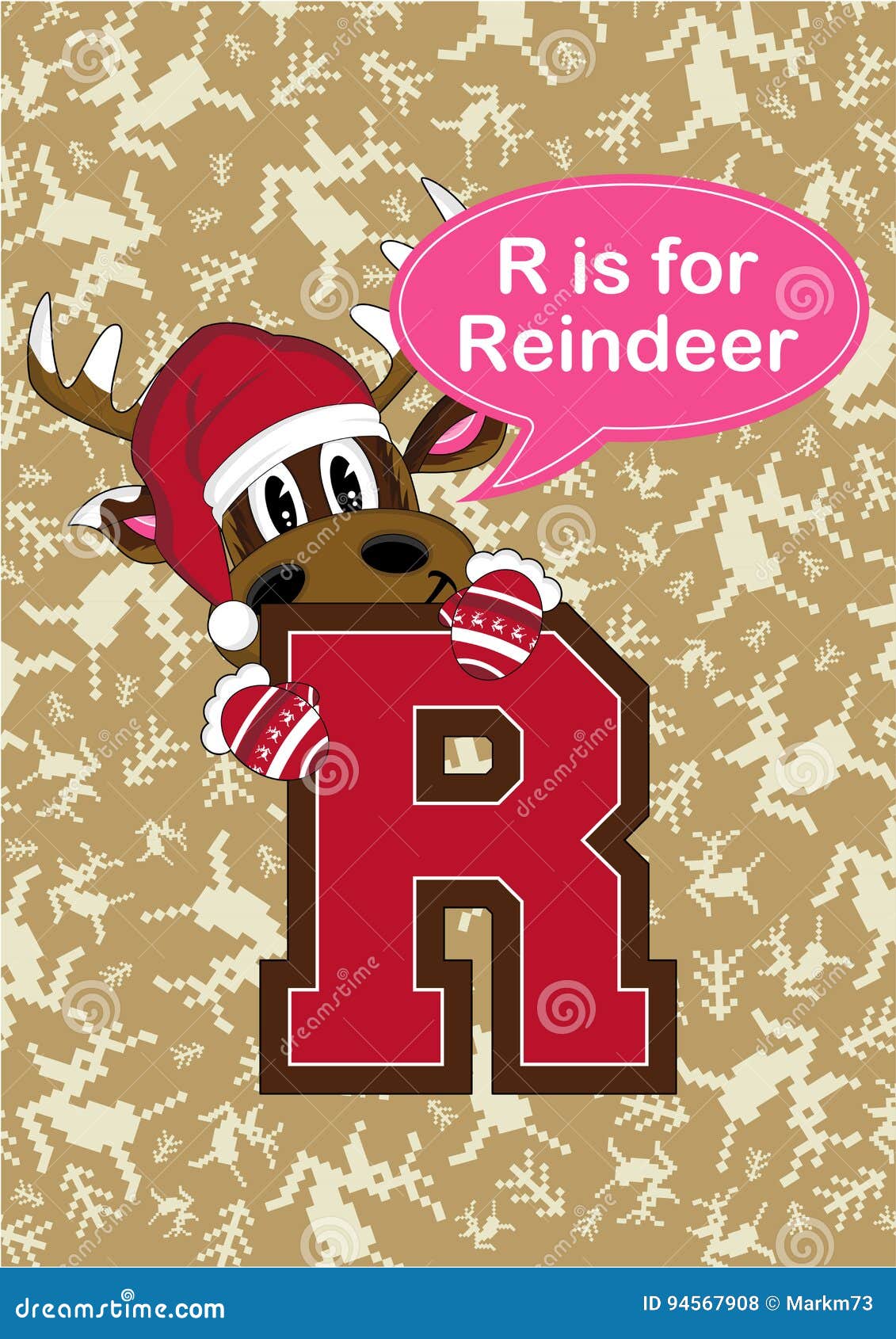 R is for Reindeer stock vector. Illustration of education - 94567908