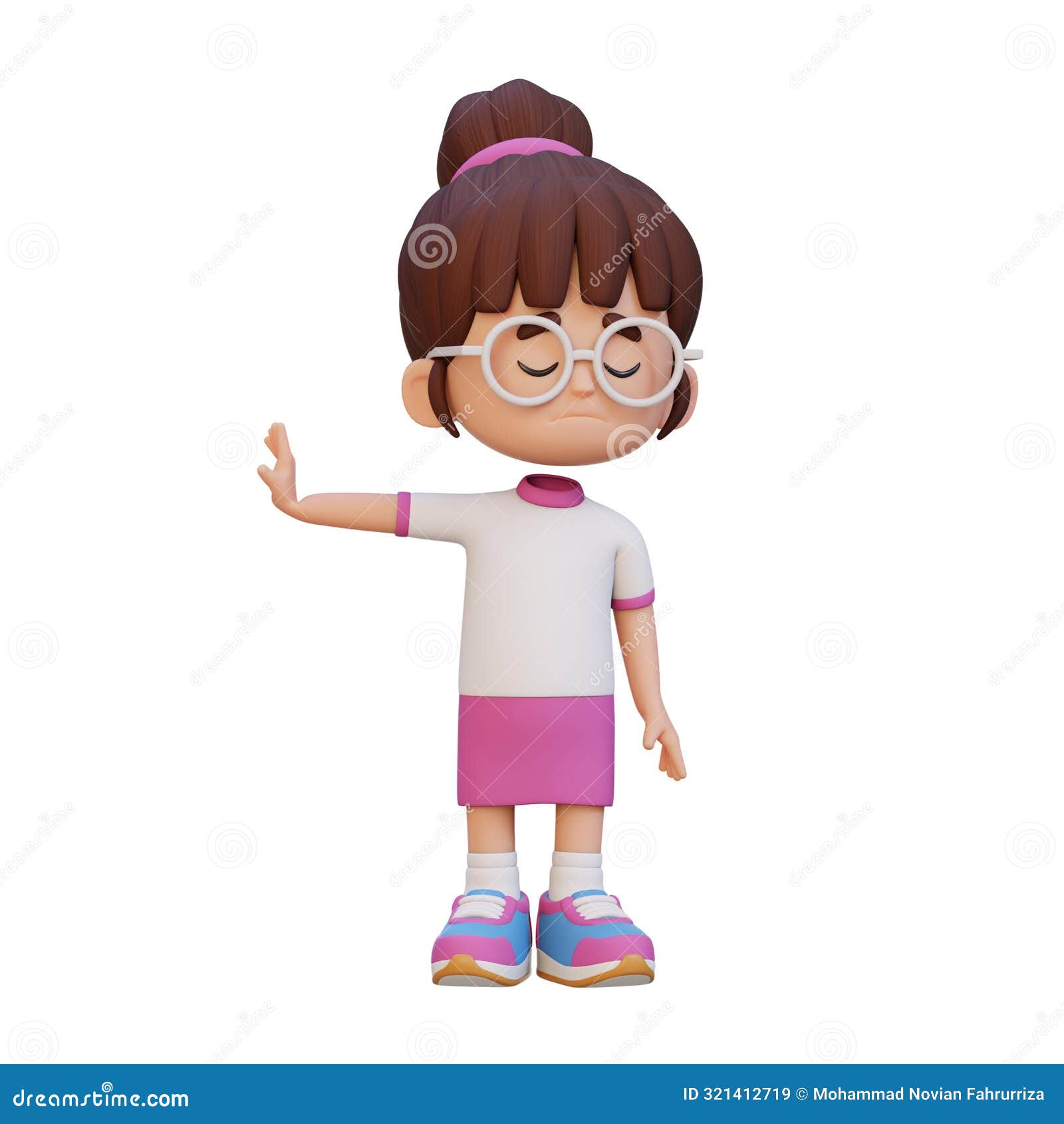 3D Cute Girl Character Rejection Pose Stock Illustration - Illustration ...