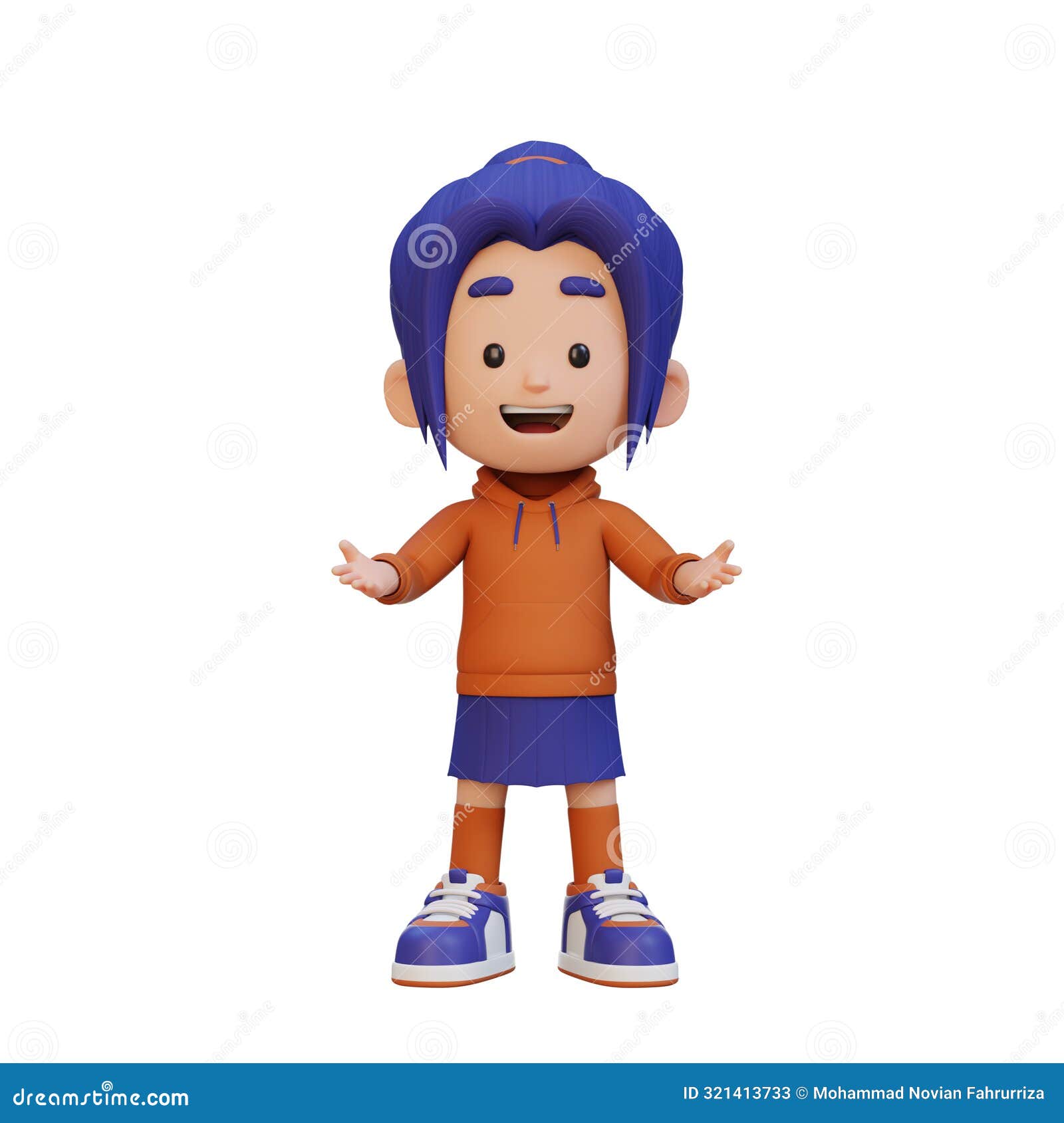 3D Girl Character in Talking and Explaining Pose Stock Image ...