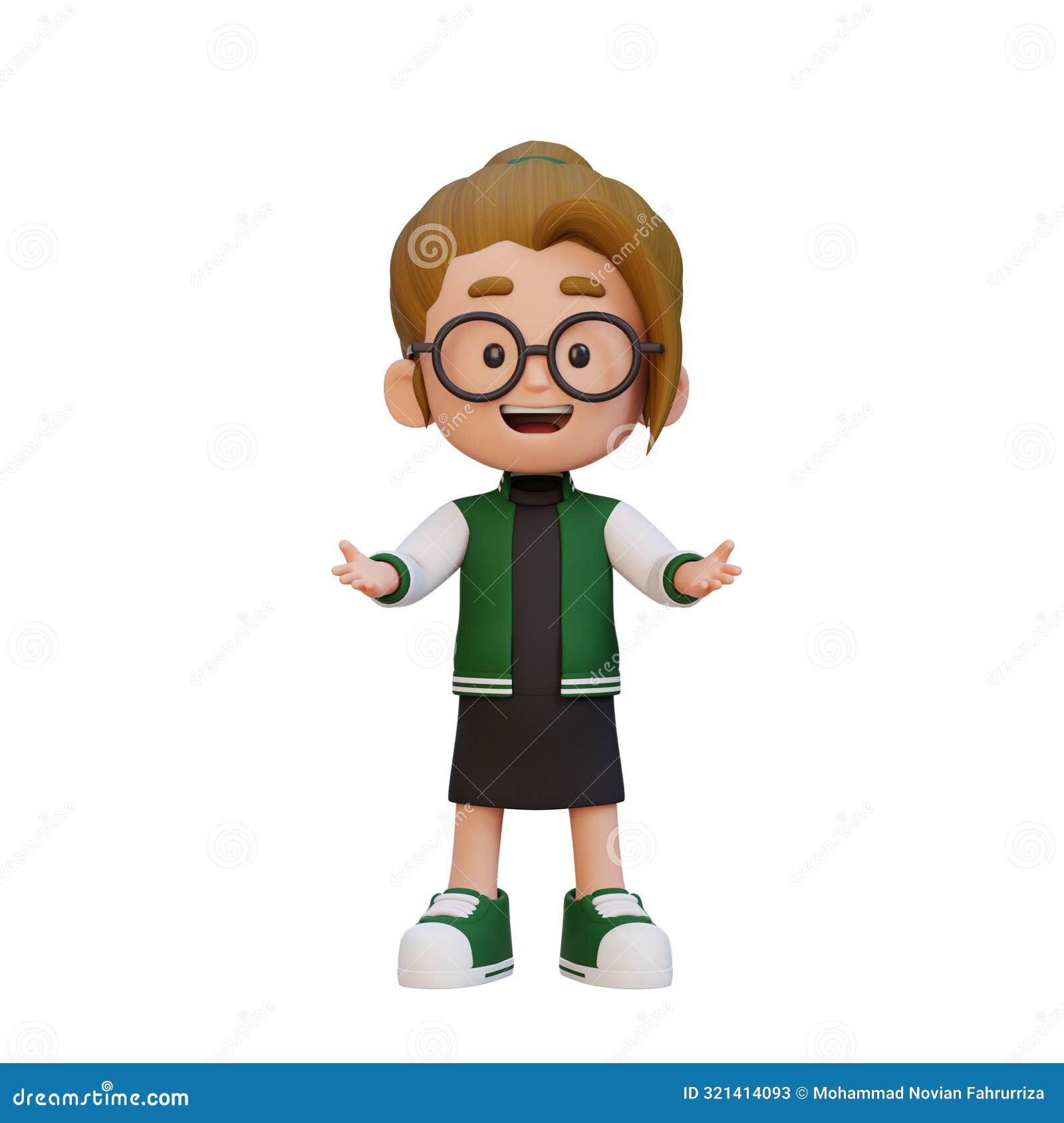 3D Girl Character in Talking and Explaining Pose Stock Image ...