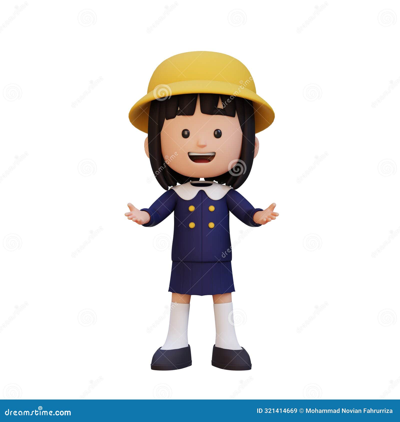 3D Girl Character in Talking and Explaining Pose Stock Image ...