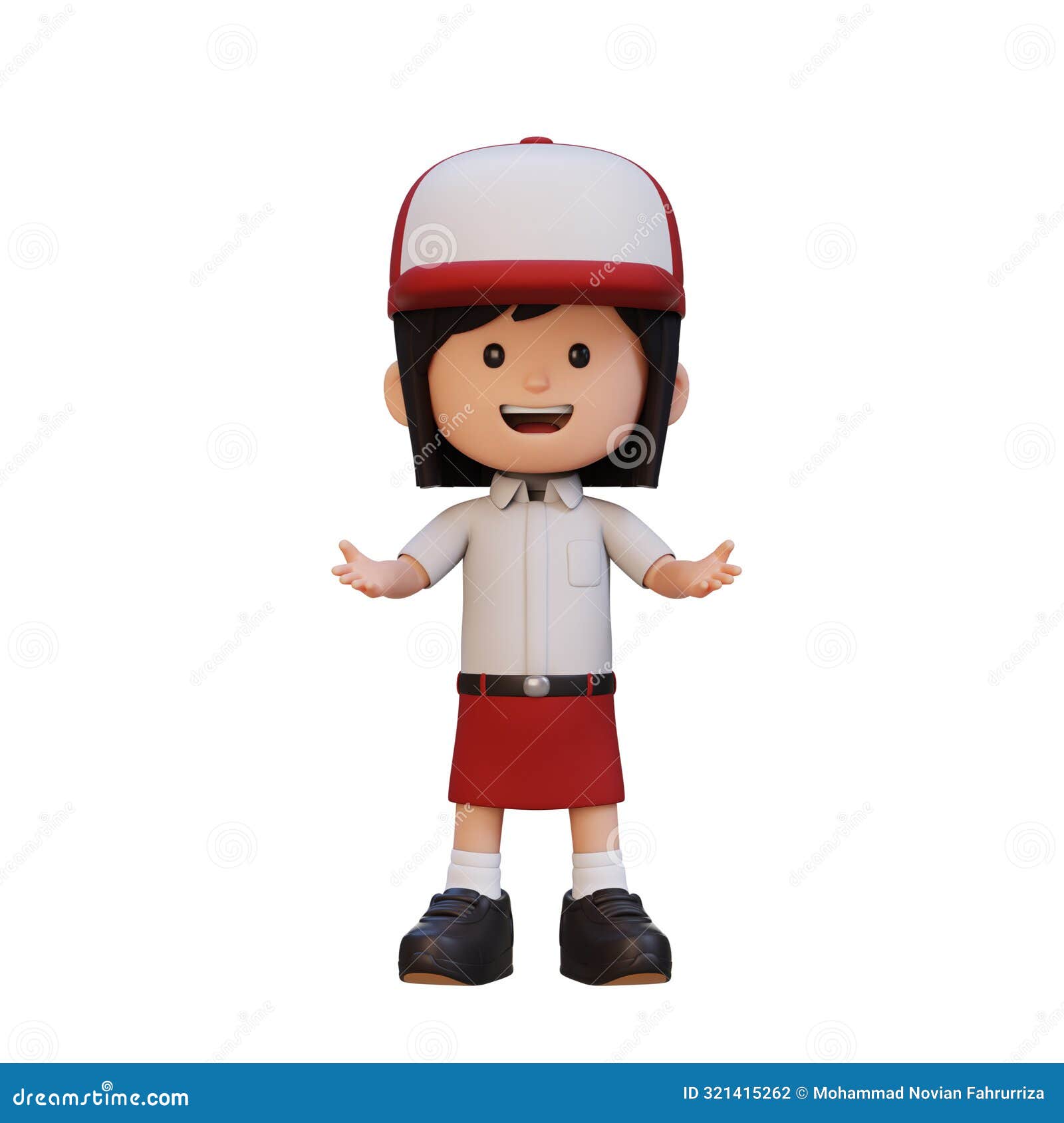 3D Girl Character in Talking and Explaining Pose Stock Illustration ...