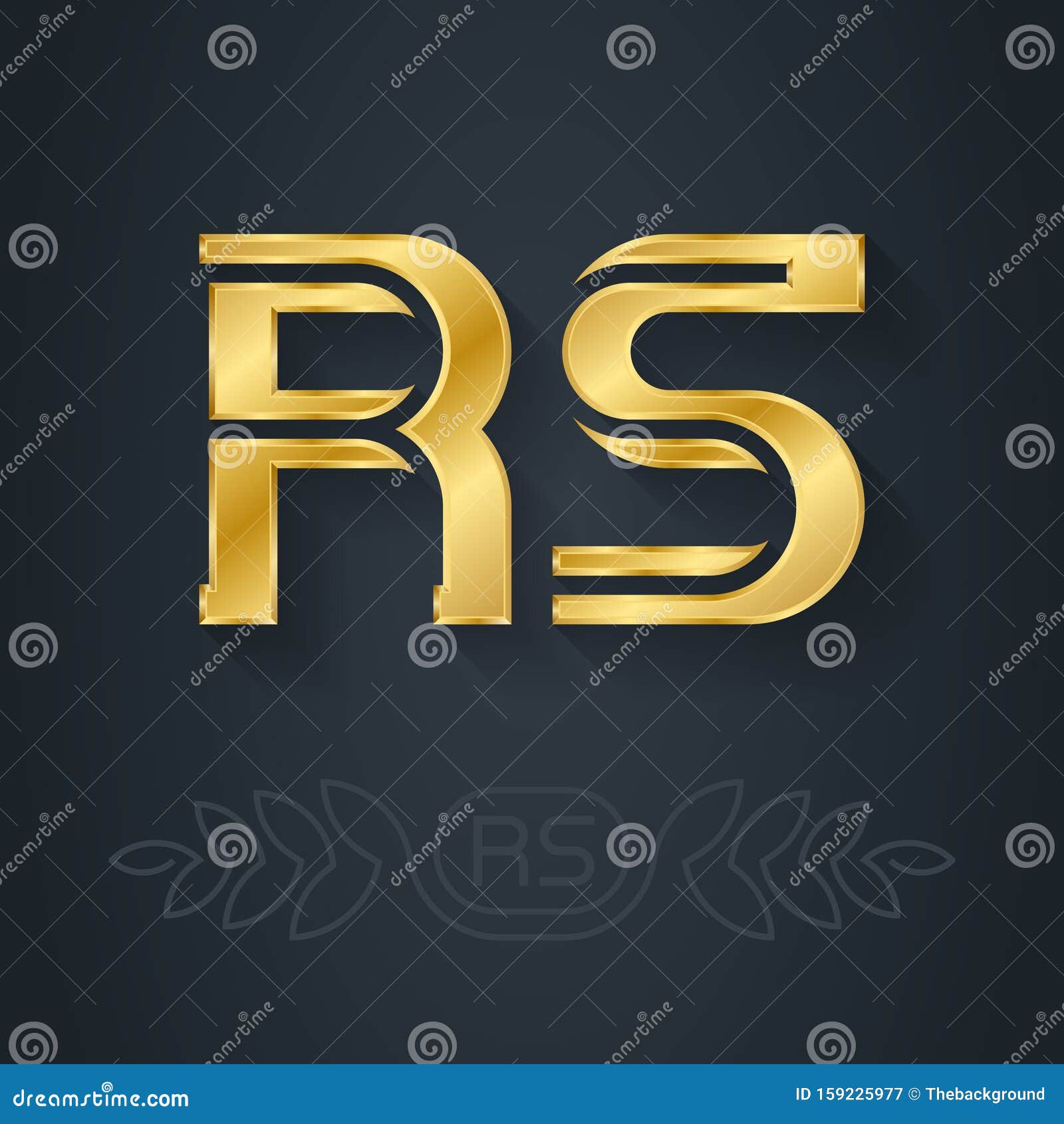 R and S Initial Gold Logo. RS - Metallic 3d Icon or Logotype Template ...