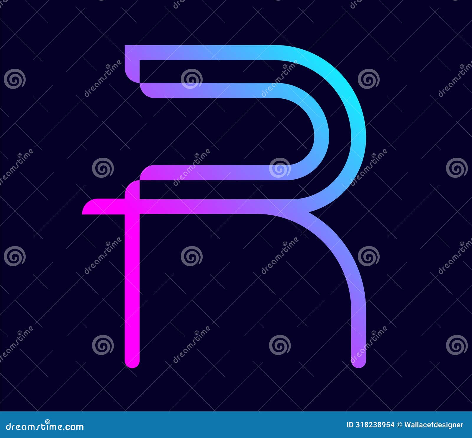 R Symbol in Minimalist Style and Gradient Colors Stock Illustration ...