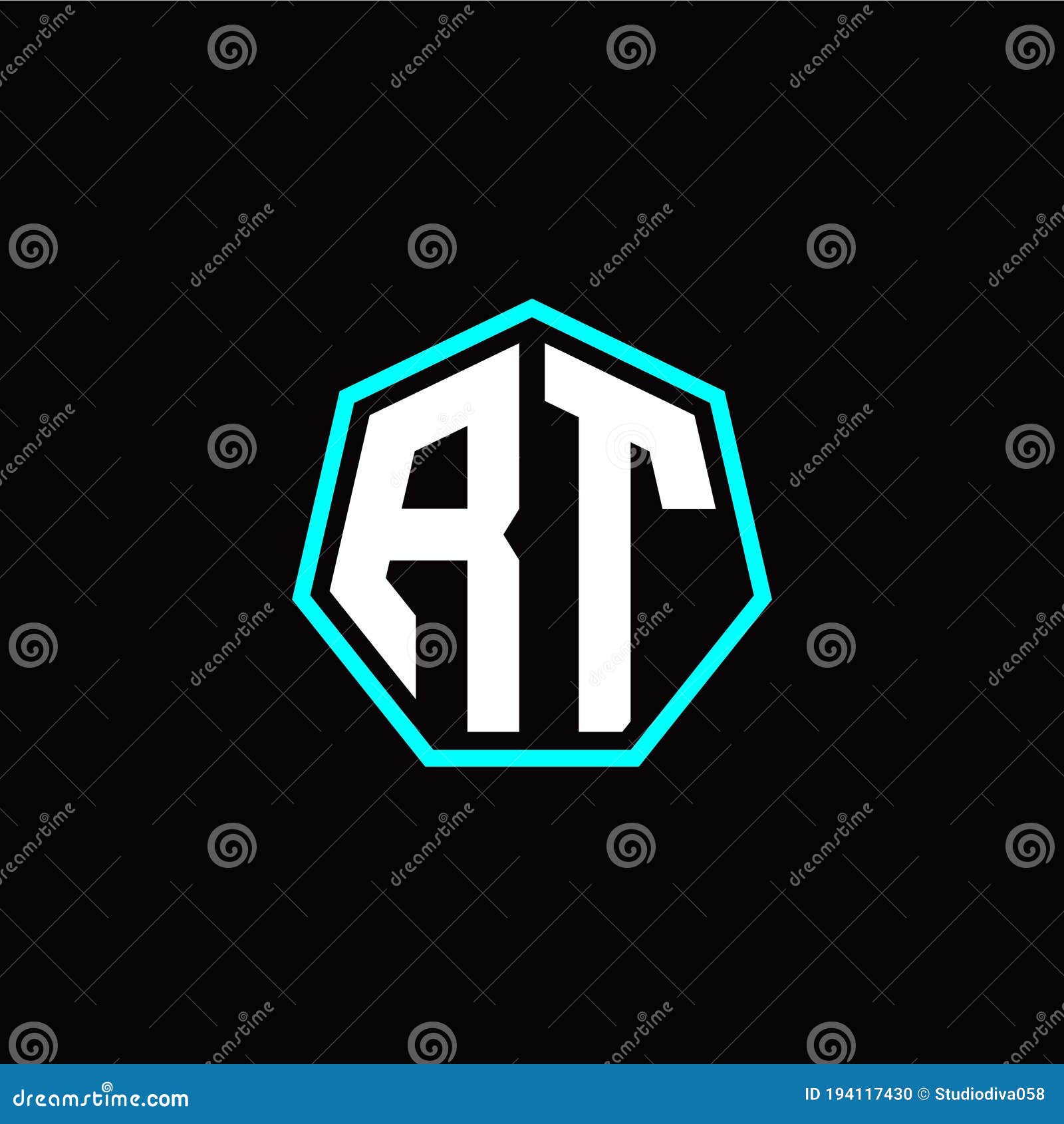 R T Initials Modern Polygon Logo Template Stock Vector - Illustration ...