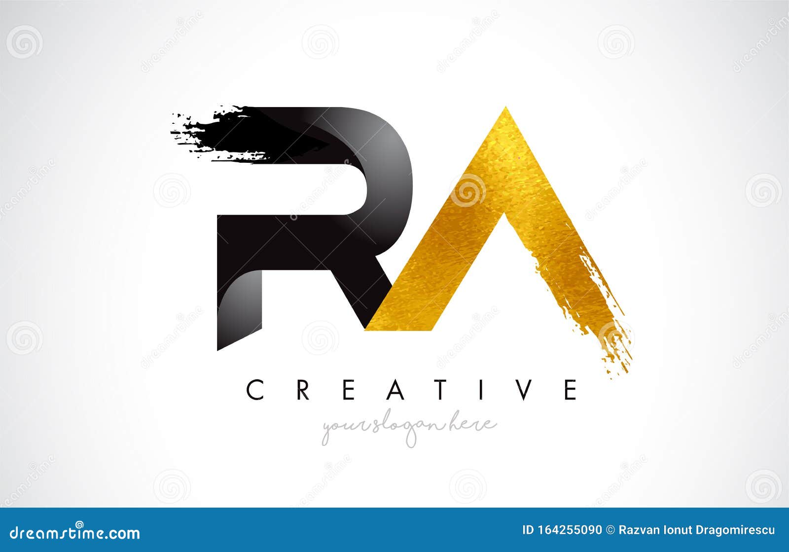 RA Letter Design with Brush Stroke and Modern 3D Look Stock Vector ...