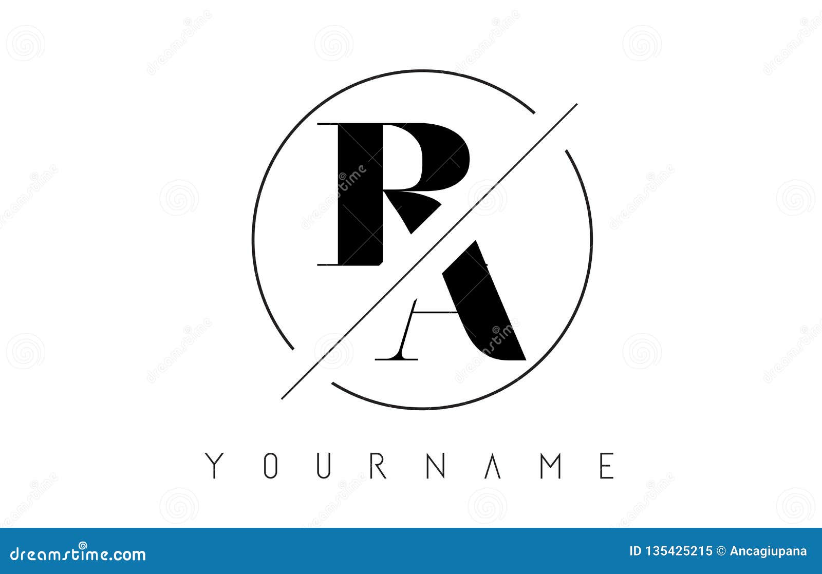 RA Letter Logo with Cutted and Intersected Design Stock Vector ...