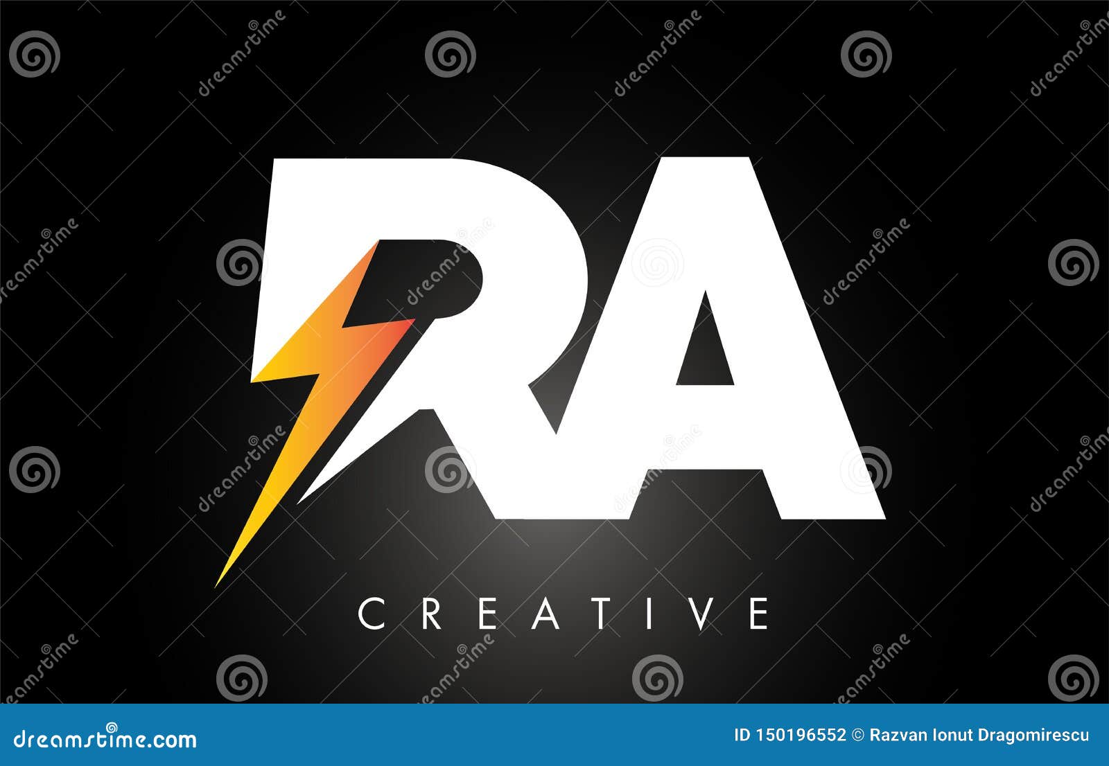 RA Letter Logo Design with Lighting Thunder Bolt. Electric Bolt Letter ...