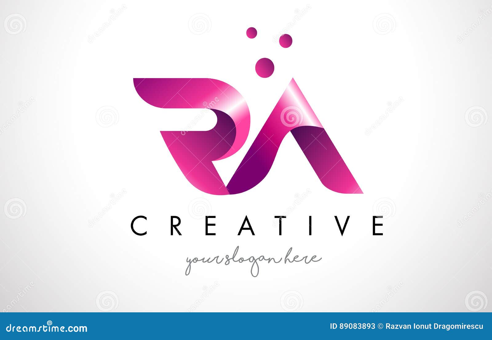 RA Letter Logo Design with Purple Colors and Dots Stock Vector ...