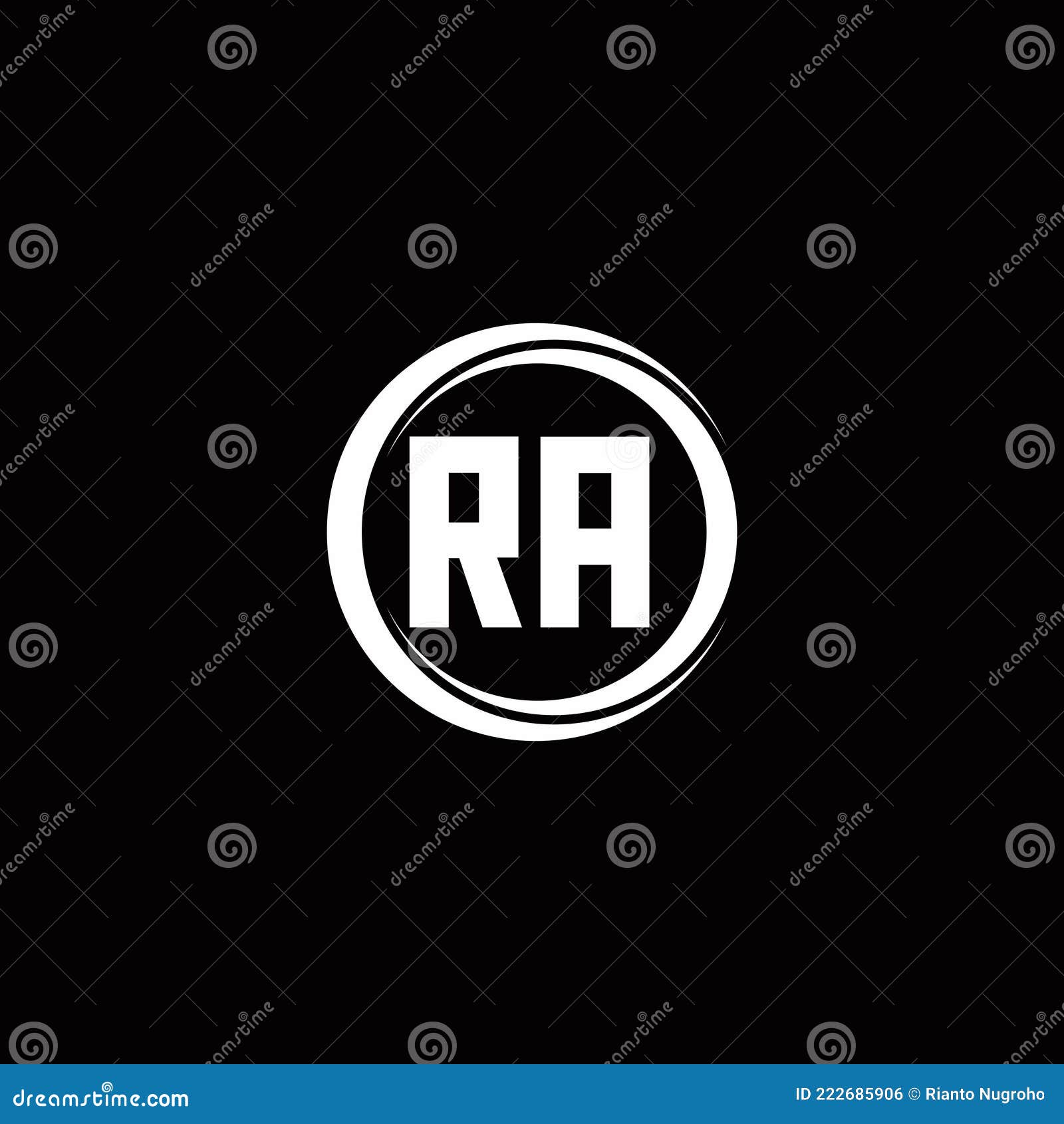 RA Logo Initial Letter Monogram with Circle Slice Rounded Design ...