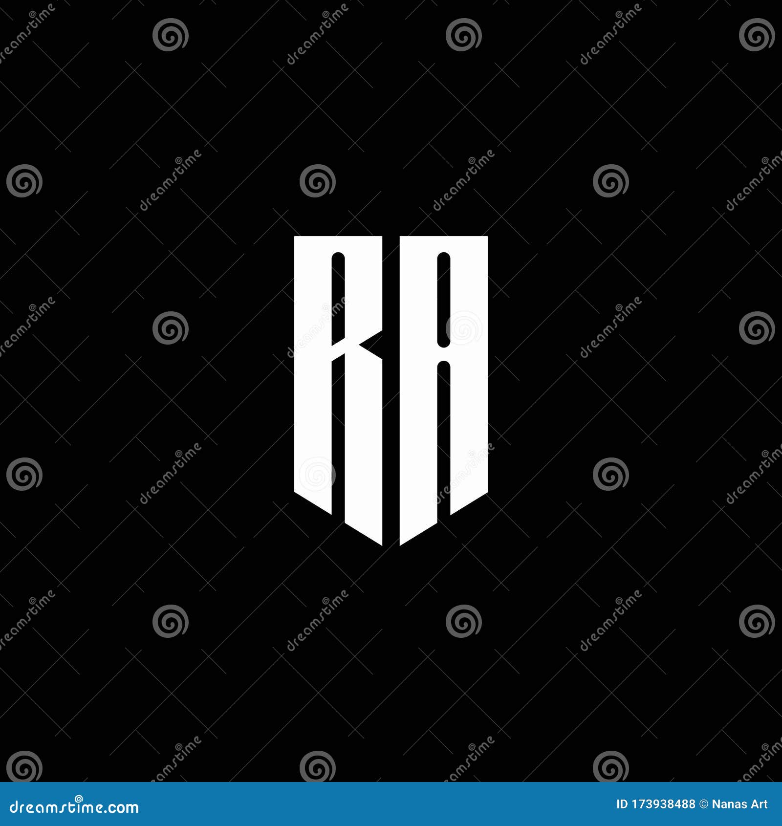 RA Logo Monogram with Emblem Style Isolated on Black Background Stock ...