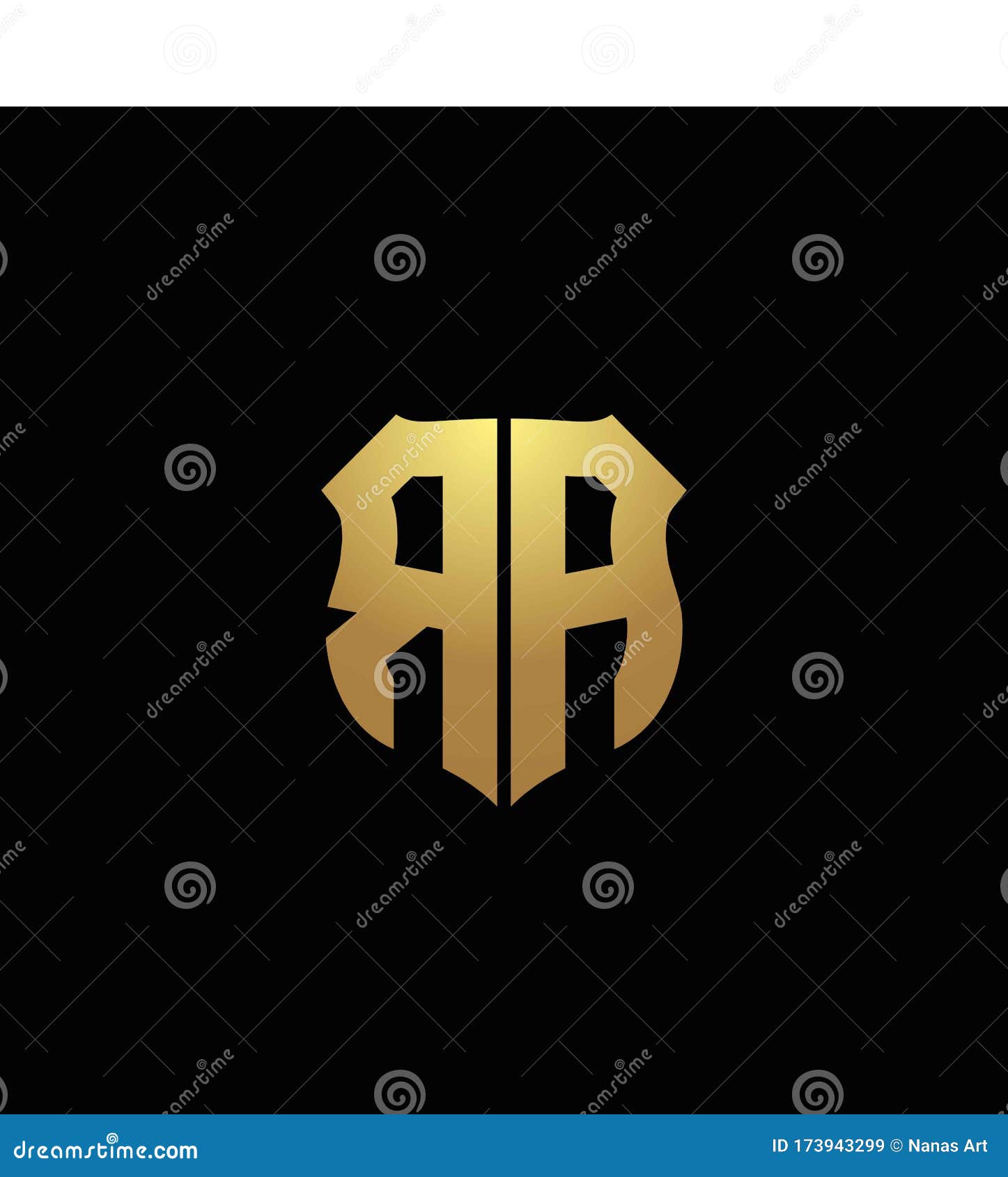 RA Logo Monogram with Gold Colors and Shield Shape Design Template ...
