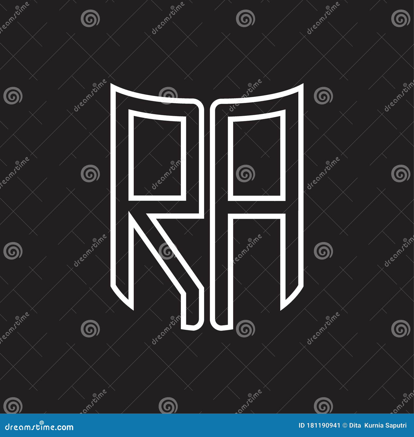 RA Logo Monogram with Ribbon Style Outline Design Template Stock Vector ...