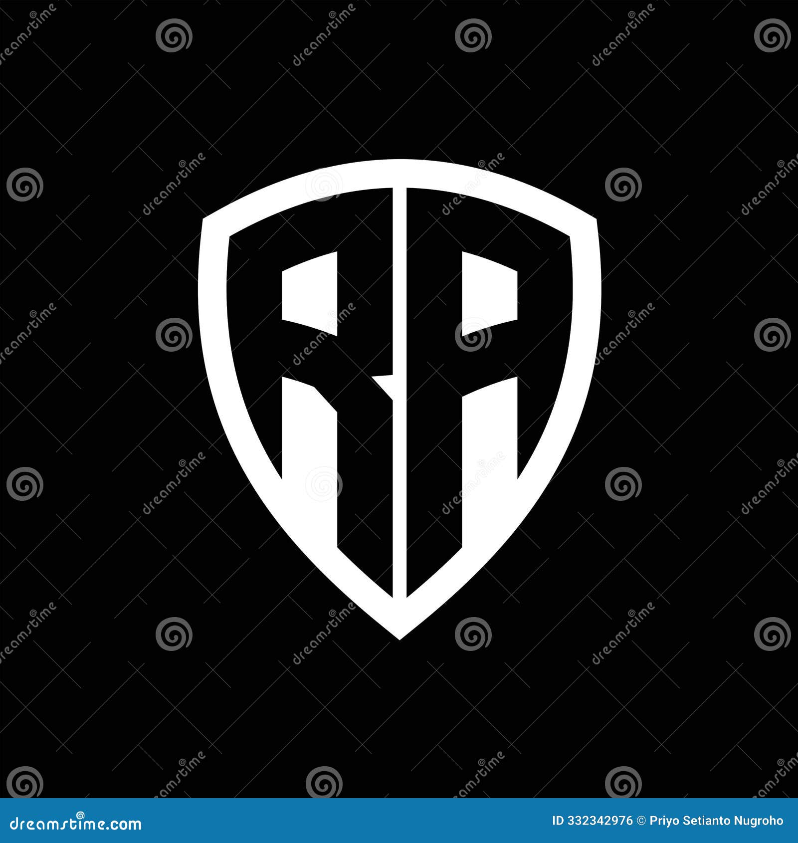 RA Monogram Logo with Bold Letters Shield Shape with Black and White ...