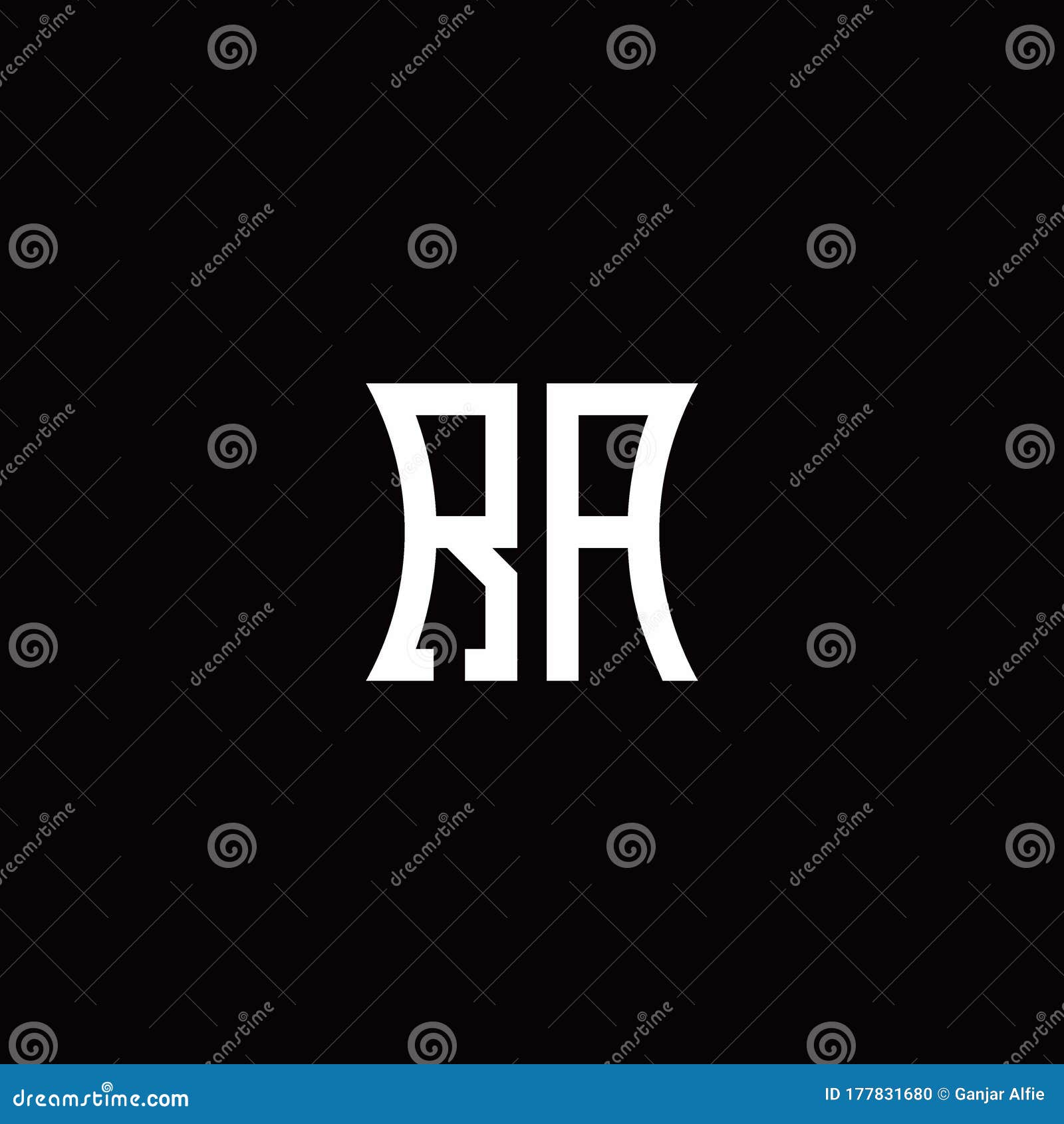 RA Monogram Logo Letter with Curved Side Style Stock Vector ...