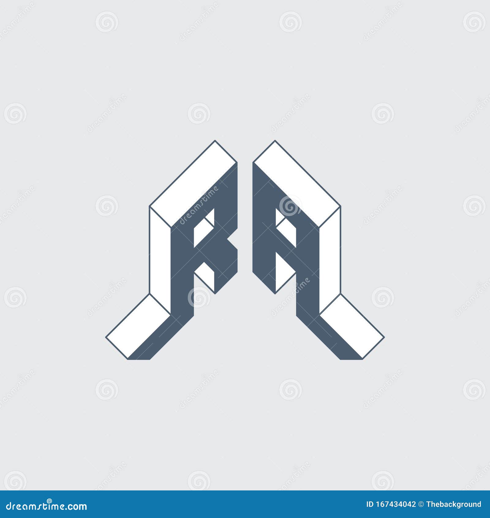 RA - Monogram or Logotype. Isometric 3d Font for Design. Vector Volume ...